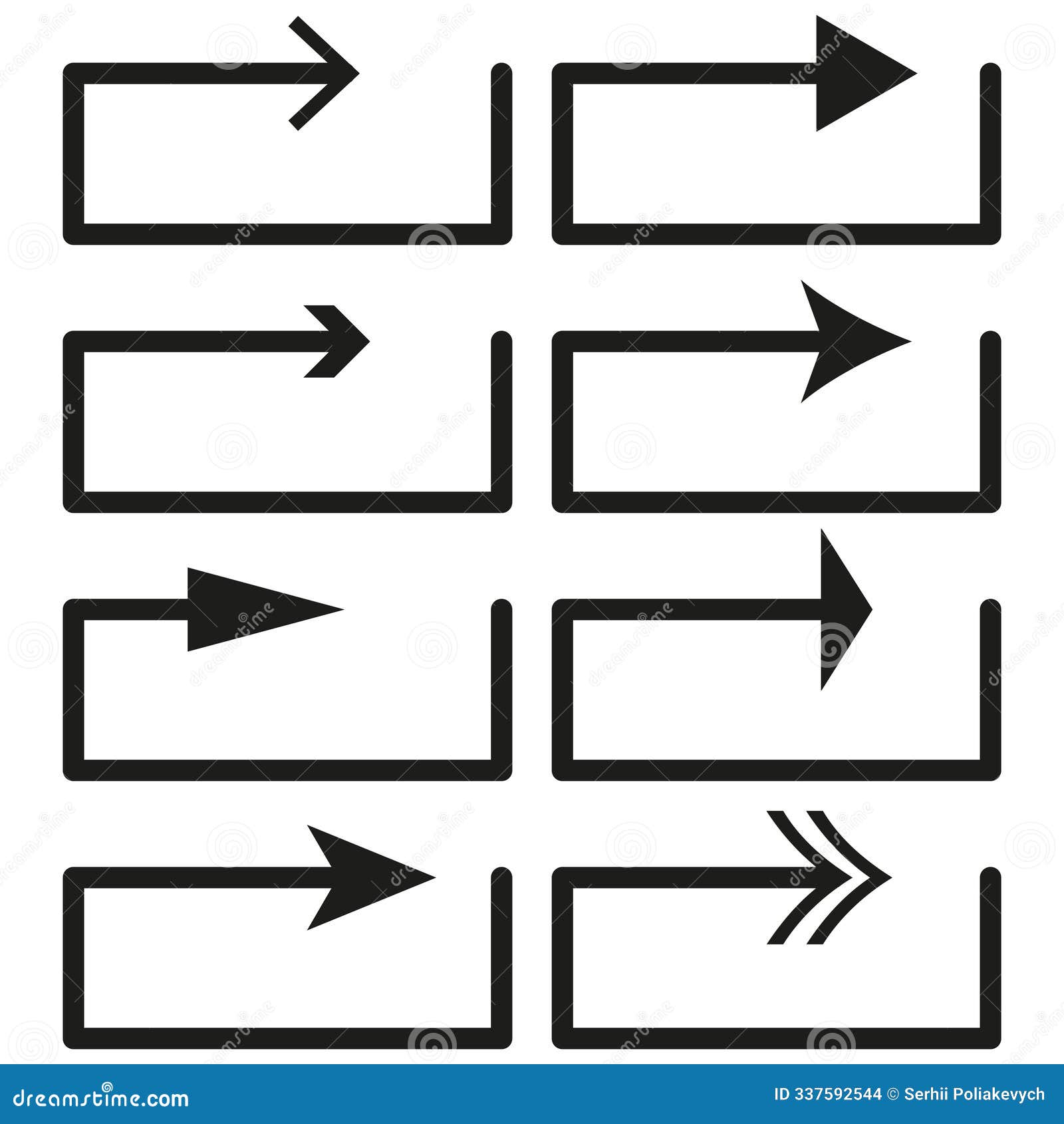 Arrow Direction Icons. Square Outline Arrows. Vector Arrow Shapes ...