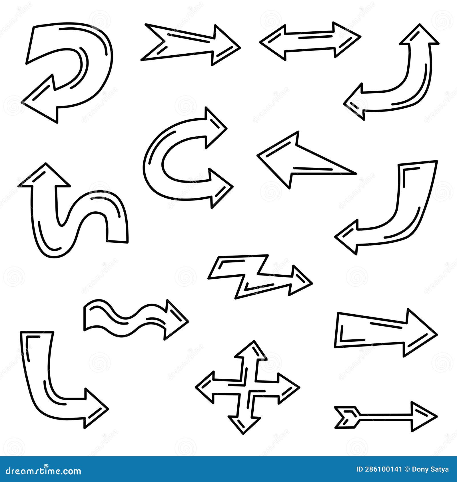 Arrow Direction Line Art Element Design Stock Illustration ...