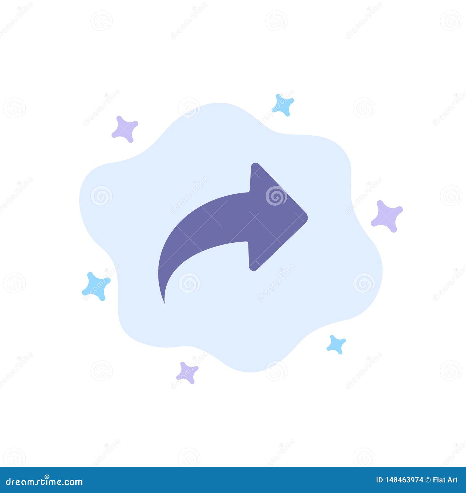Arrow, Direction, Right, Forward Blue Icon on Abstract Cloud Background ...