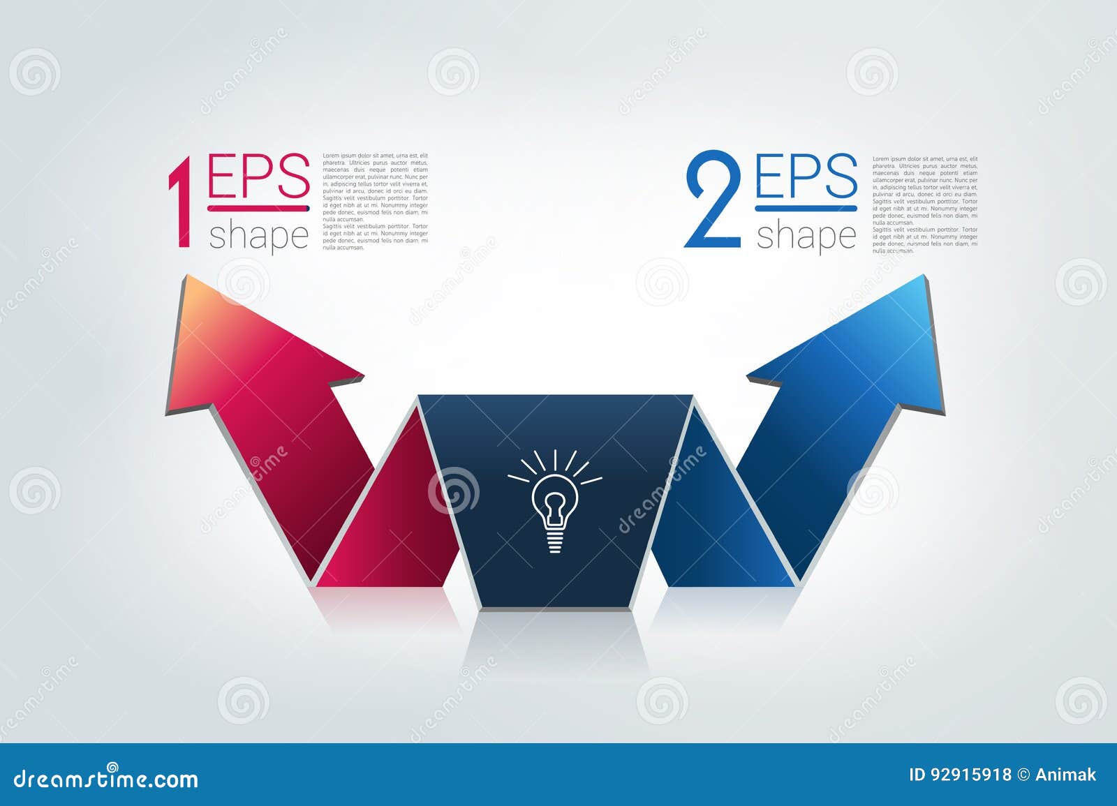 Arrow Divided in Two Arrows. Template, Scheme, Diagram, Chart, Graph ...