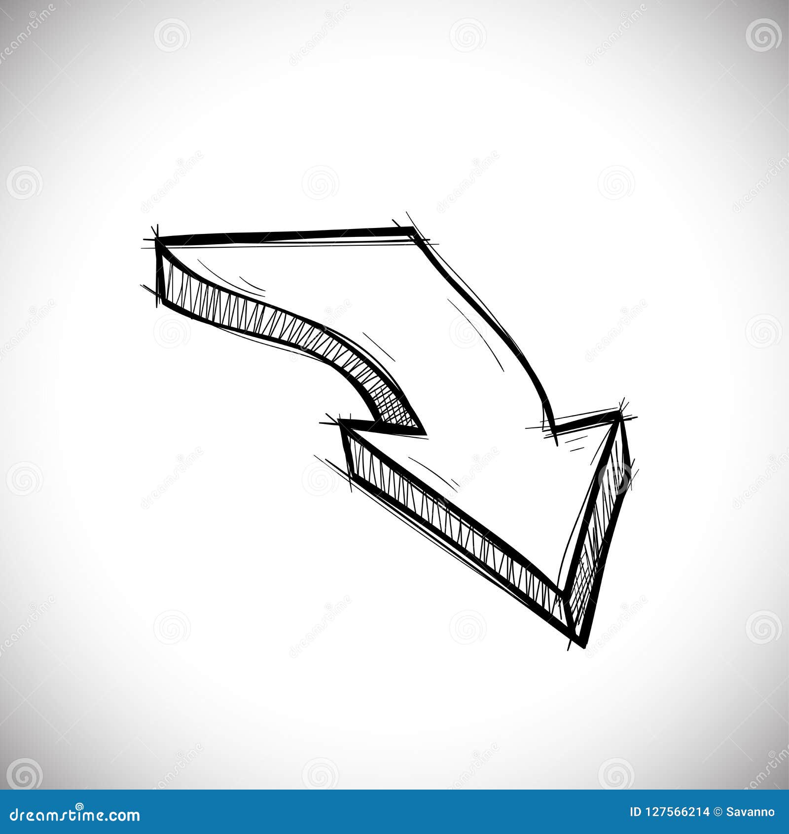 Arrow doodle. Down sign stock vector. Illustration of sign - 127566214