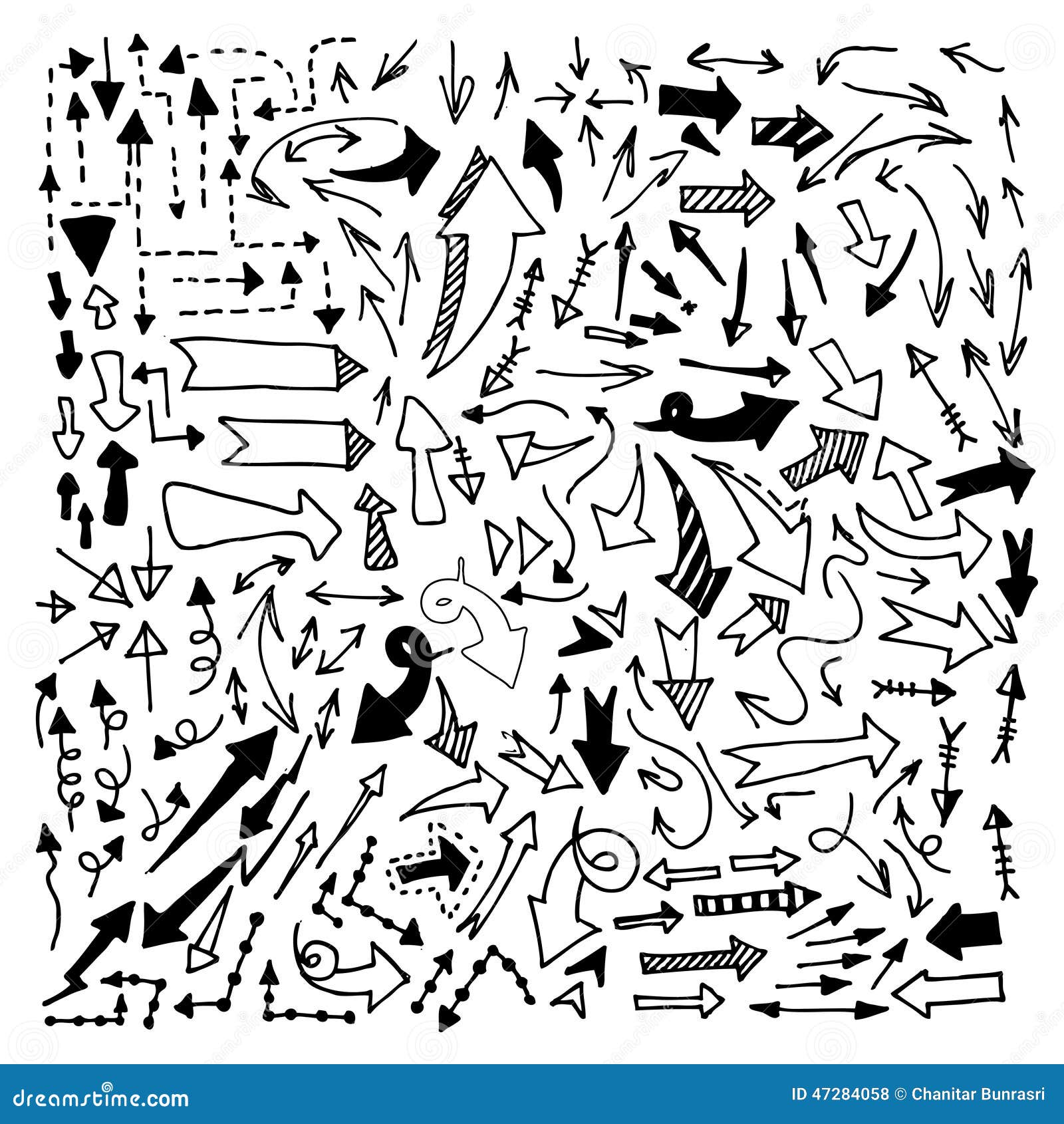 Arrow Doodles stock vector. Illustration of pointer, direction - 47284058