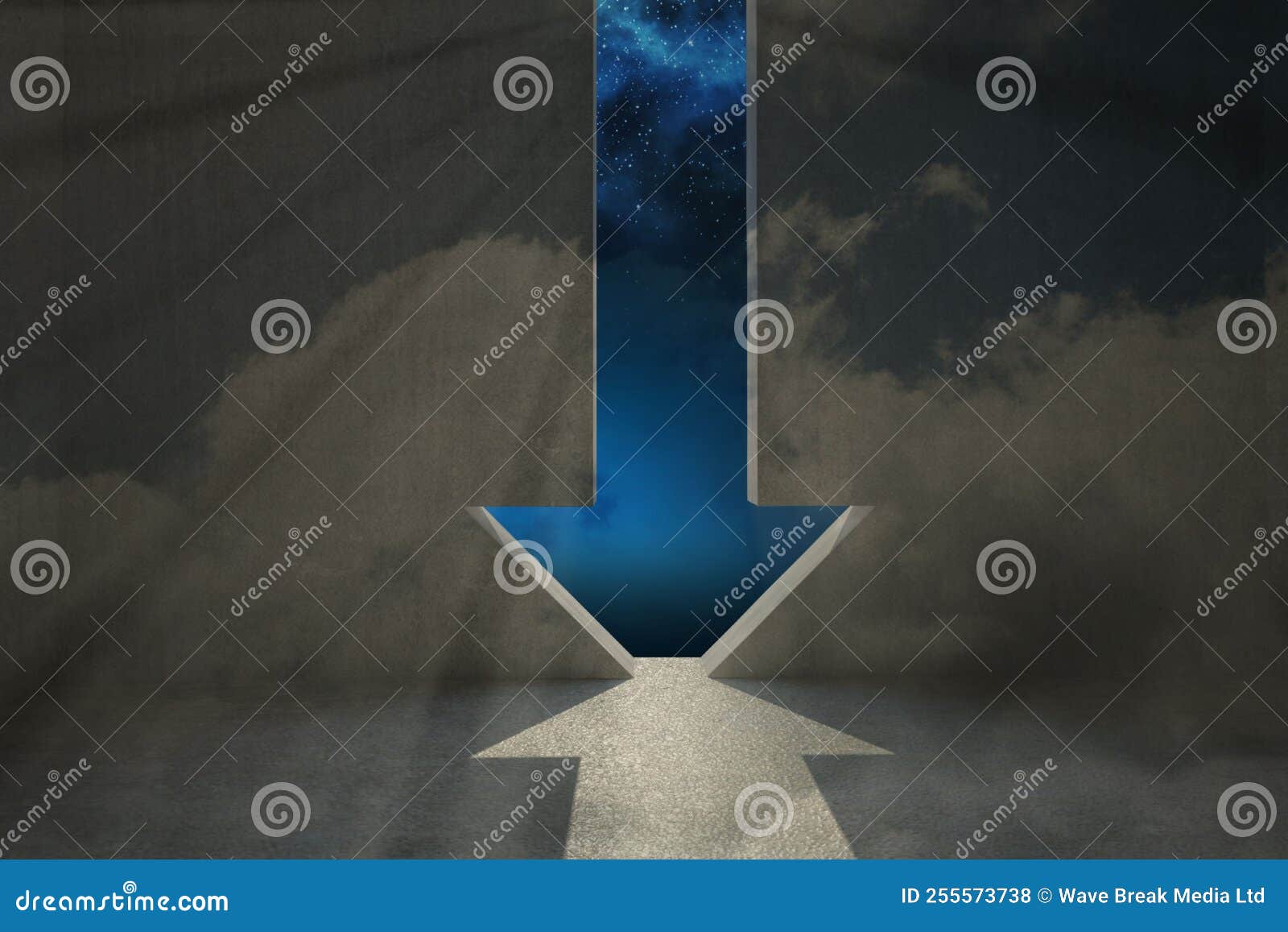 Arrow door in dark room stock photo. Image of arrow - 255573738