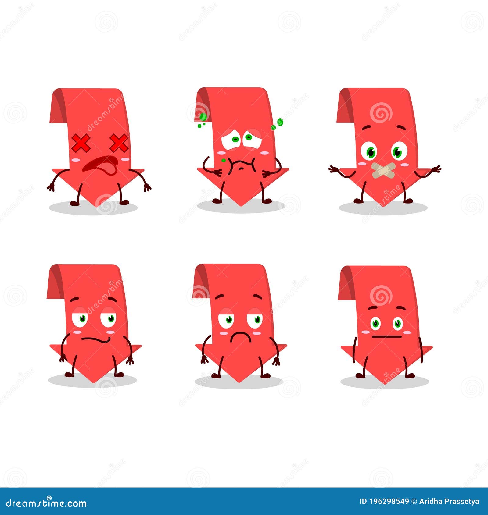 Arrow Down Cartoon Character with Nope Expression Stock Vector ...