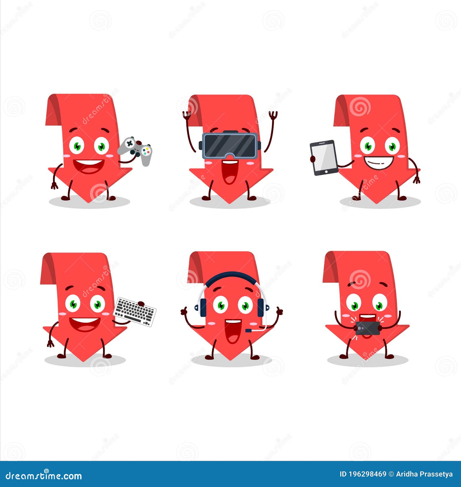 Arrow Down Cartoon Character are Playing Games with Various Cute ...