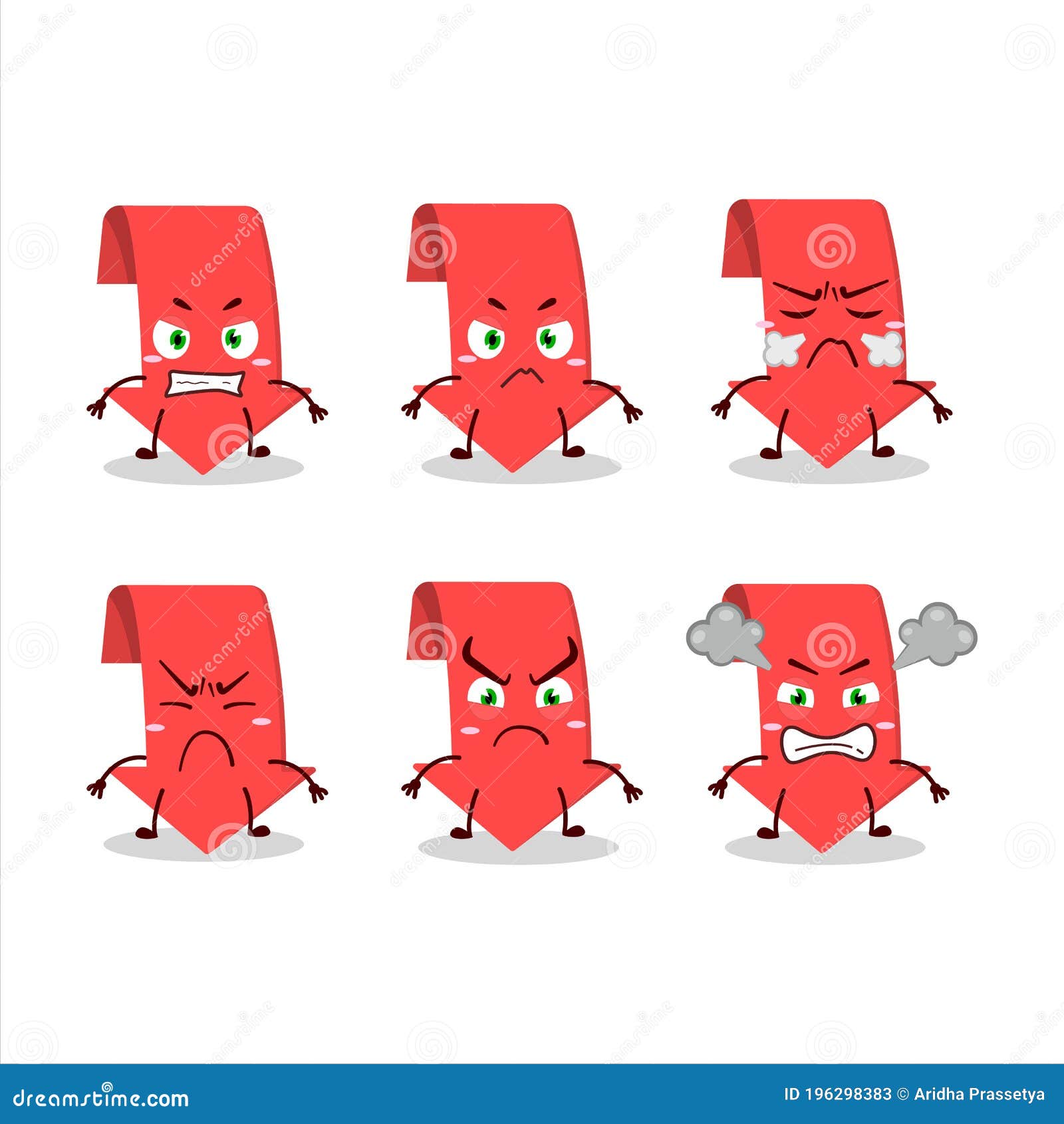 Arrow Down Cartoon Character with Various Angry Expressions Stock ...