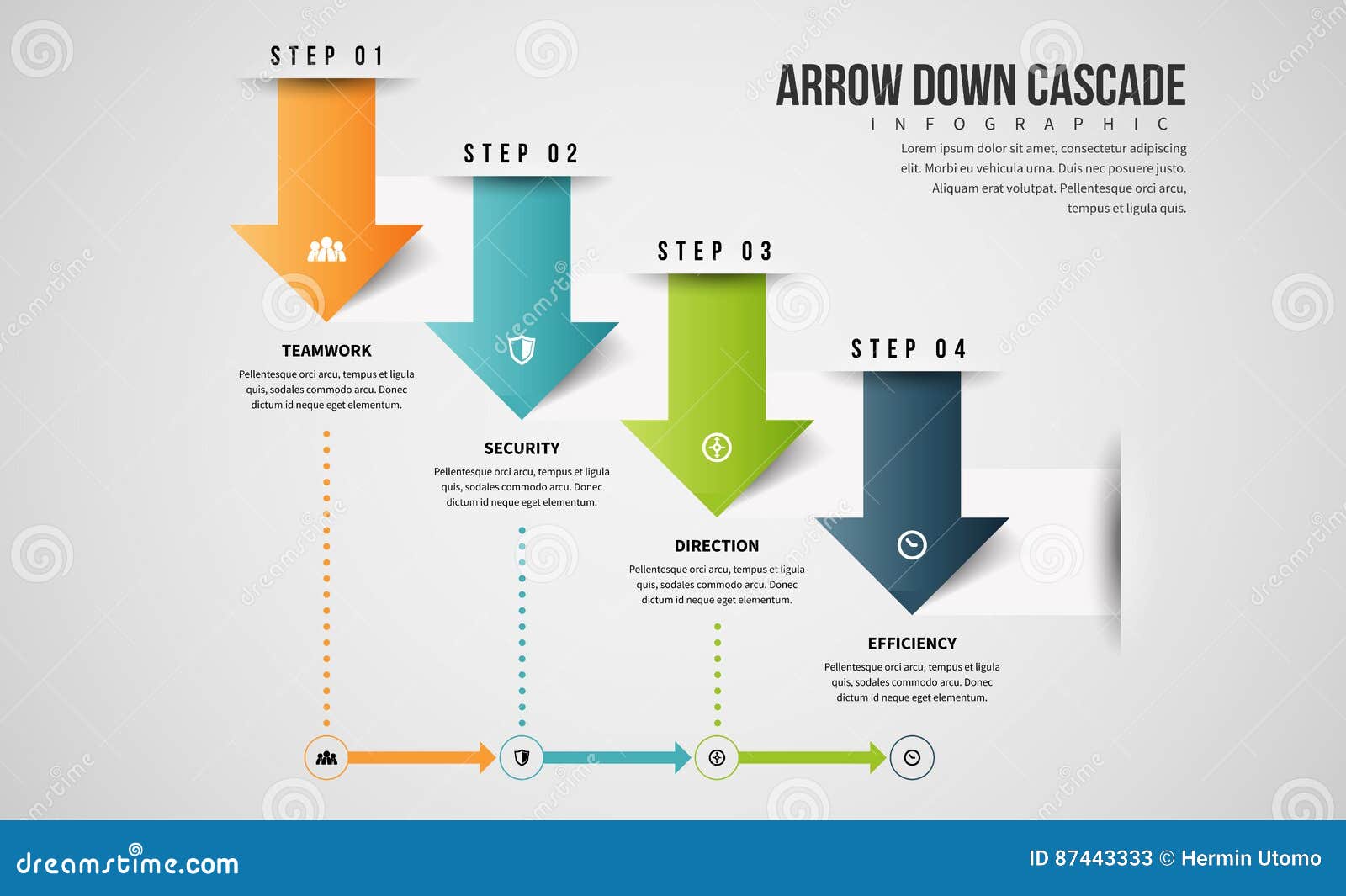 Arrow Down Cascade Infographic Stock Vector - Illustration of backdrop ...