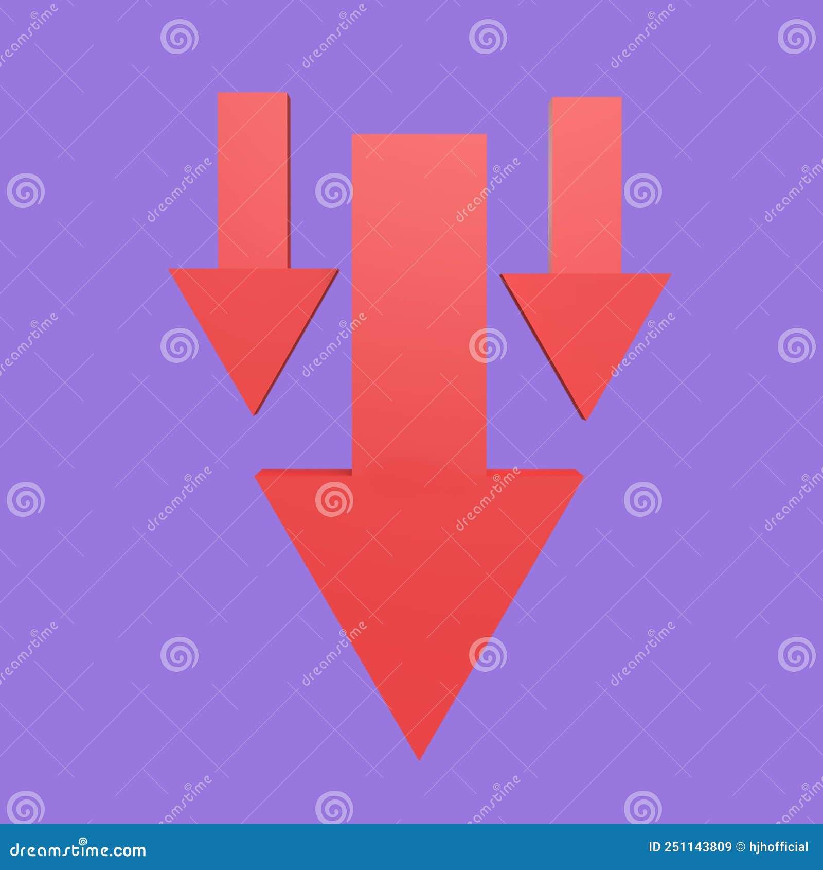 Arrow Down 3d Icon Model Cartoon Style Concept. Render Illustration Stock Illustration ...