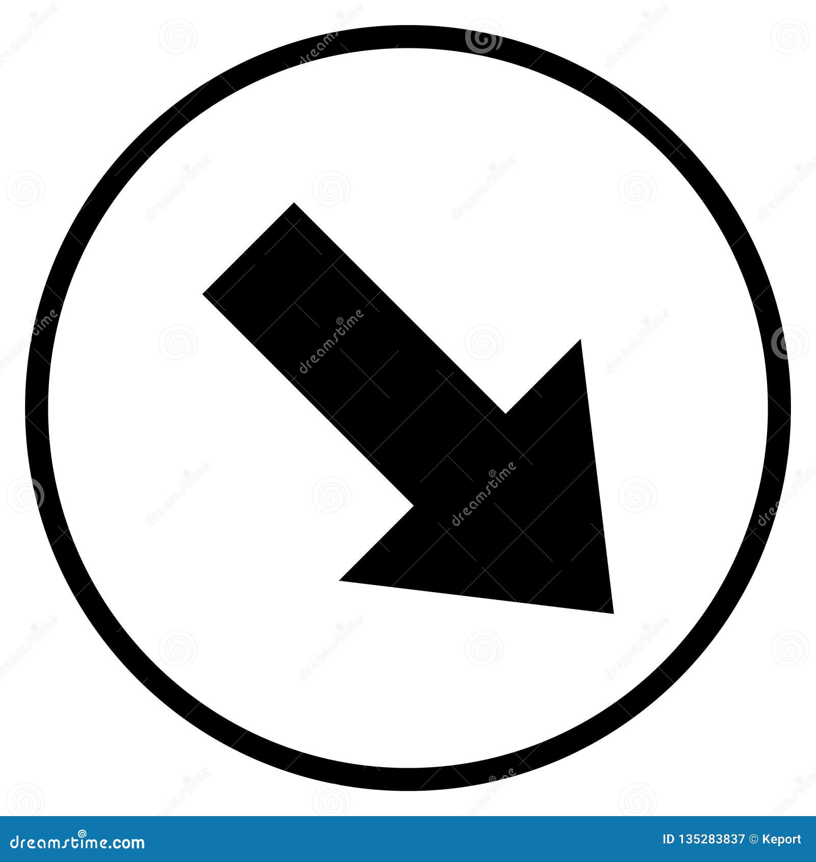 Arrow Down Icon in Black Circle Stock Illustration - Illustration of ...
