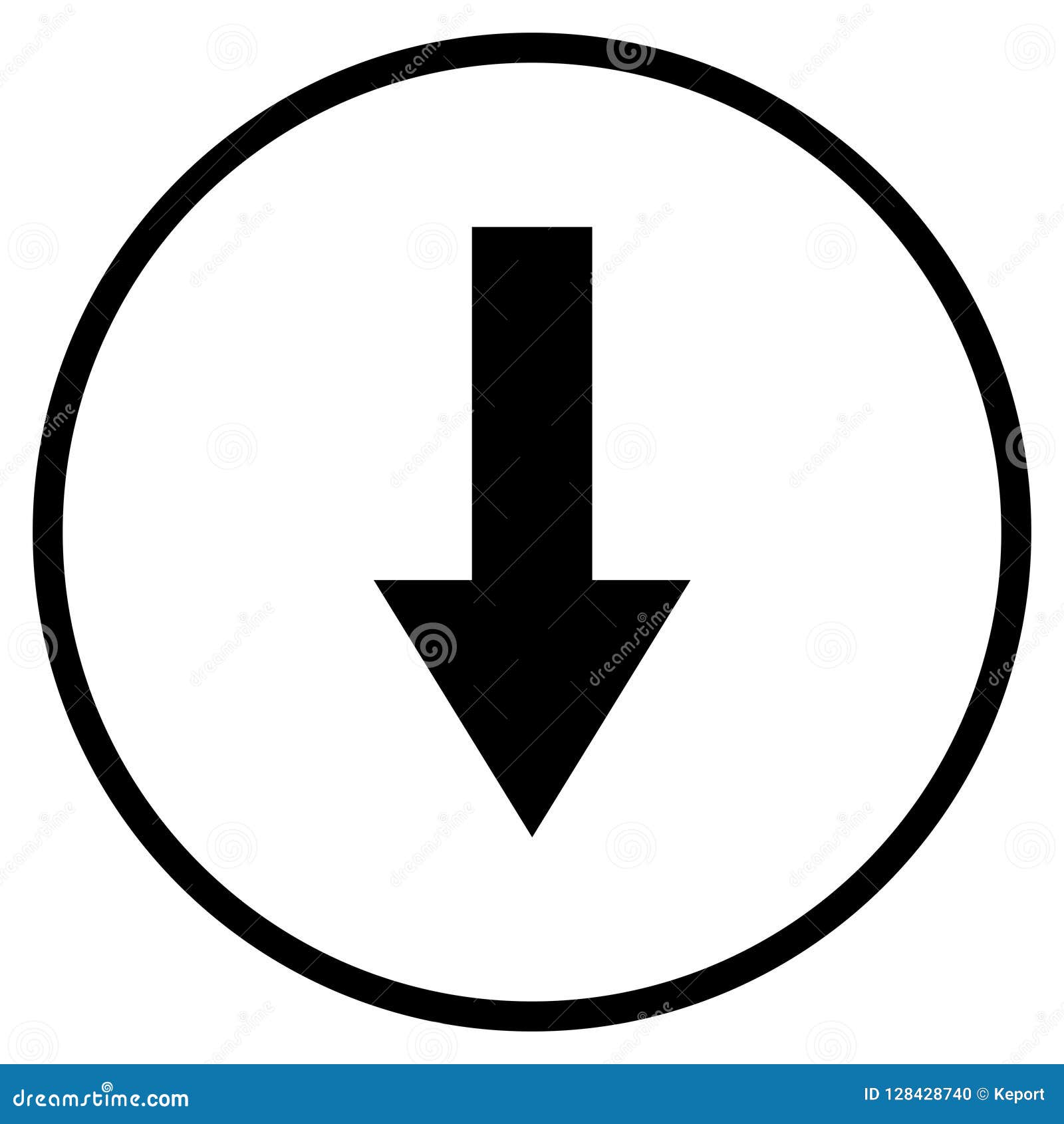 Arrow down Icon in Circle stock illustration. Illustration of symbol ...
