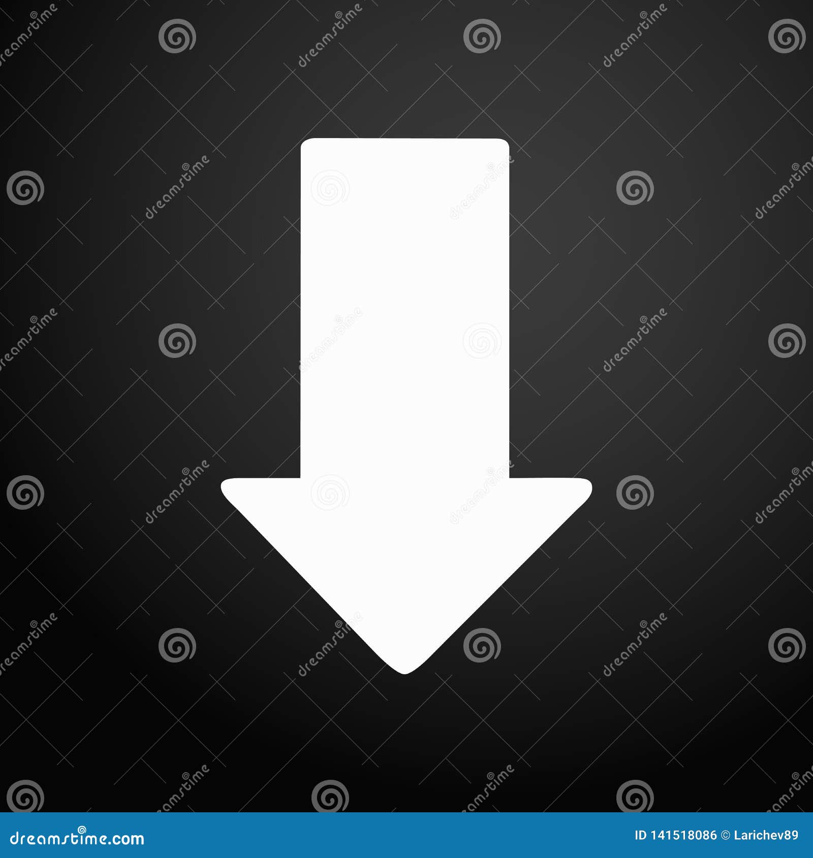 Arrow Down Icon White on a Black Gradient Background Stock Illustration ...