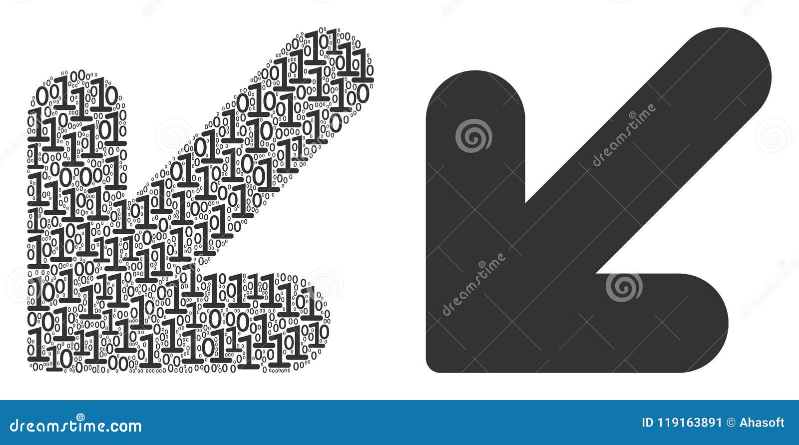 Arrow Down Left Mosaic of Binary Digits Stock Vector - Illustration of shift, direction: 119163891