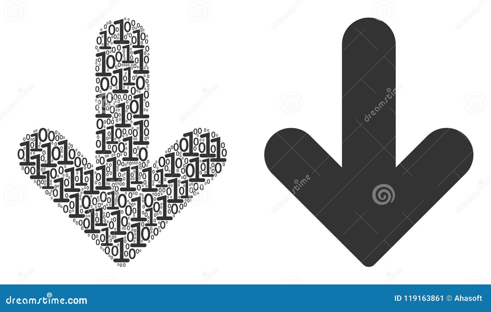 Arrow Down Mosaic of Binary Digits Stock Vector - Illustration of binary, negative: 119163861