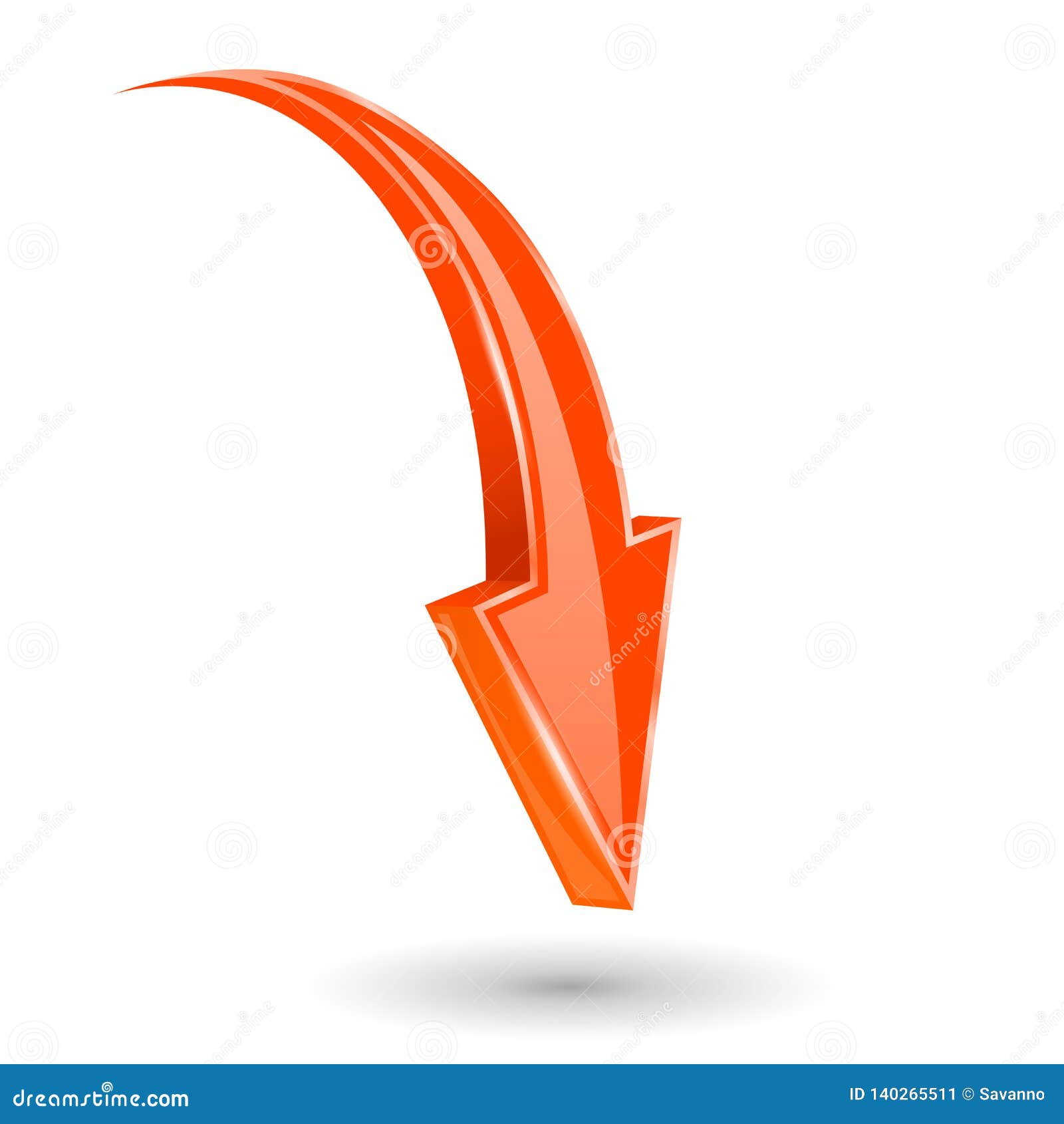 Arrow. Down Orange 3d Shiny Sign Stock Vector - Illustration of glossy ...