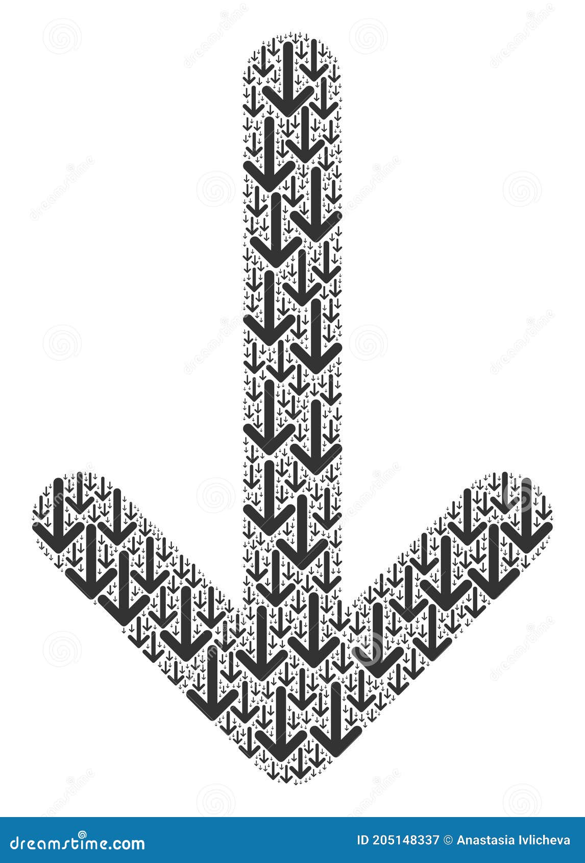 Arrow Down Recursion Collage of Itself Items Stock Vector ...