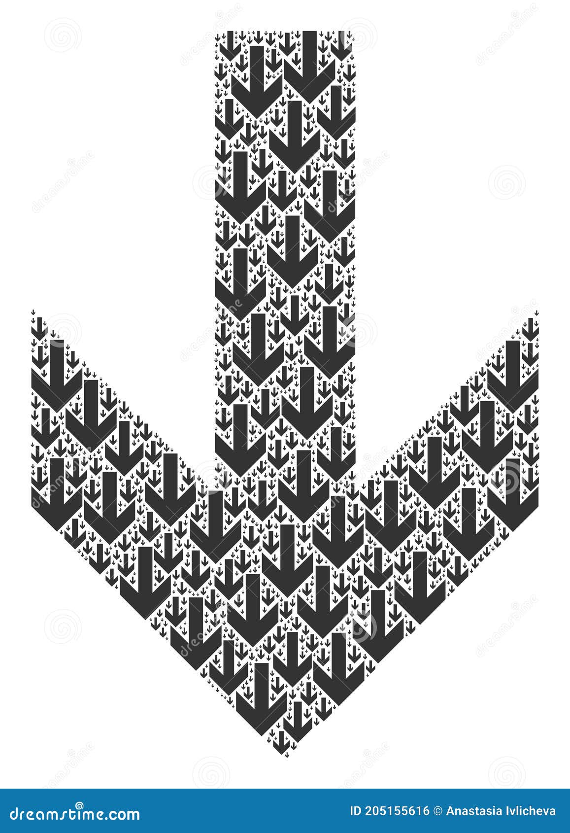 Arrow Down Recursion Collage of Itself Items Stock Vector ...