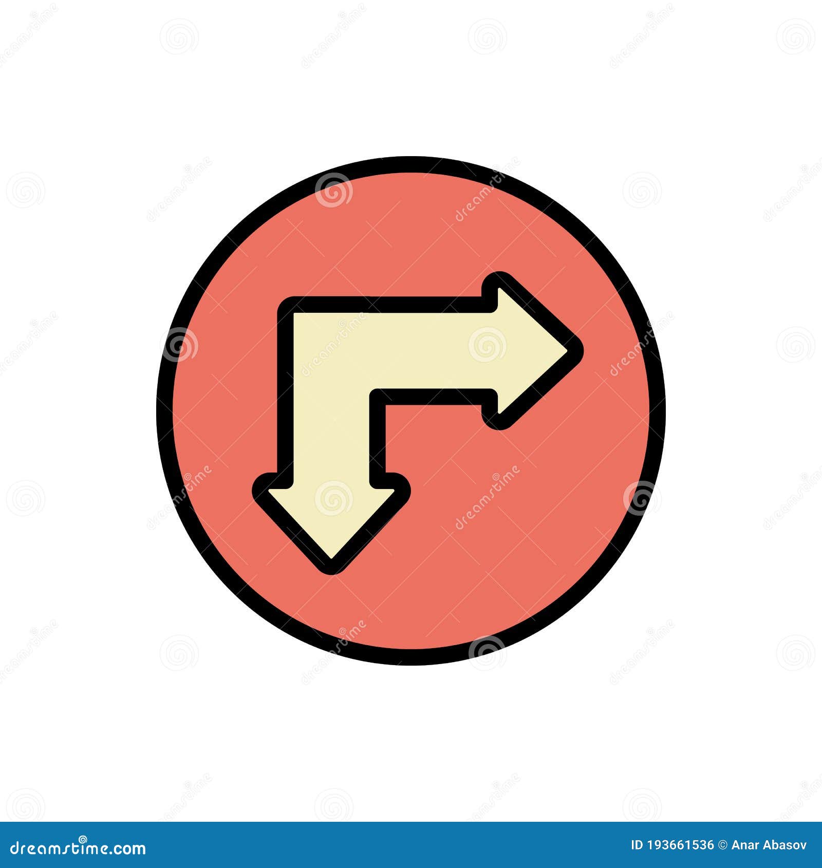 Arrow Down and Right Icon. Simple Color with Outline Vector Elements of Pointer Icons for Ui and ...