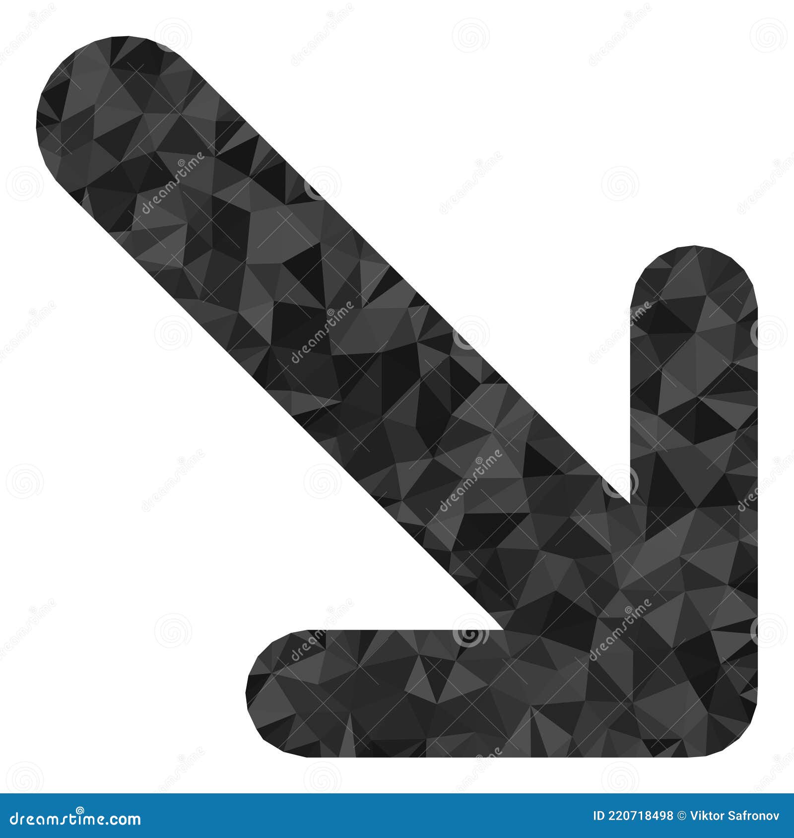 Arrow Down Right Triangle Filled Icon Stock Vector - Illustration of ...