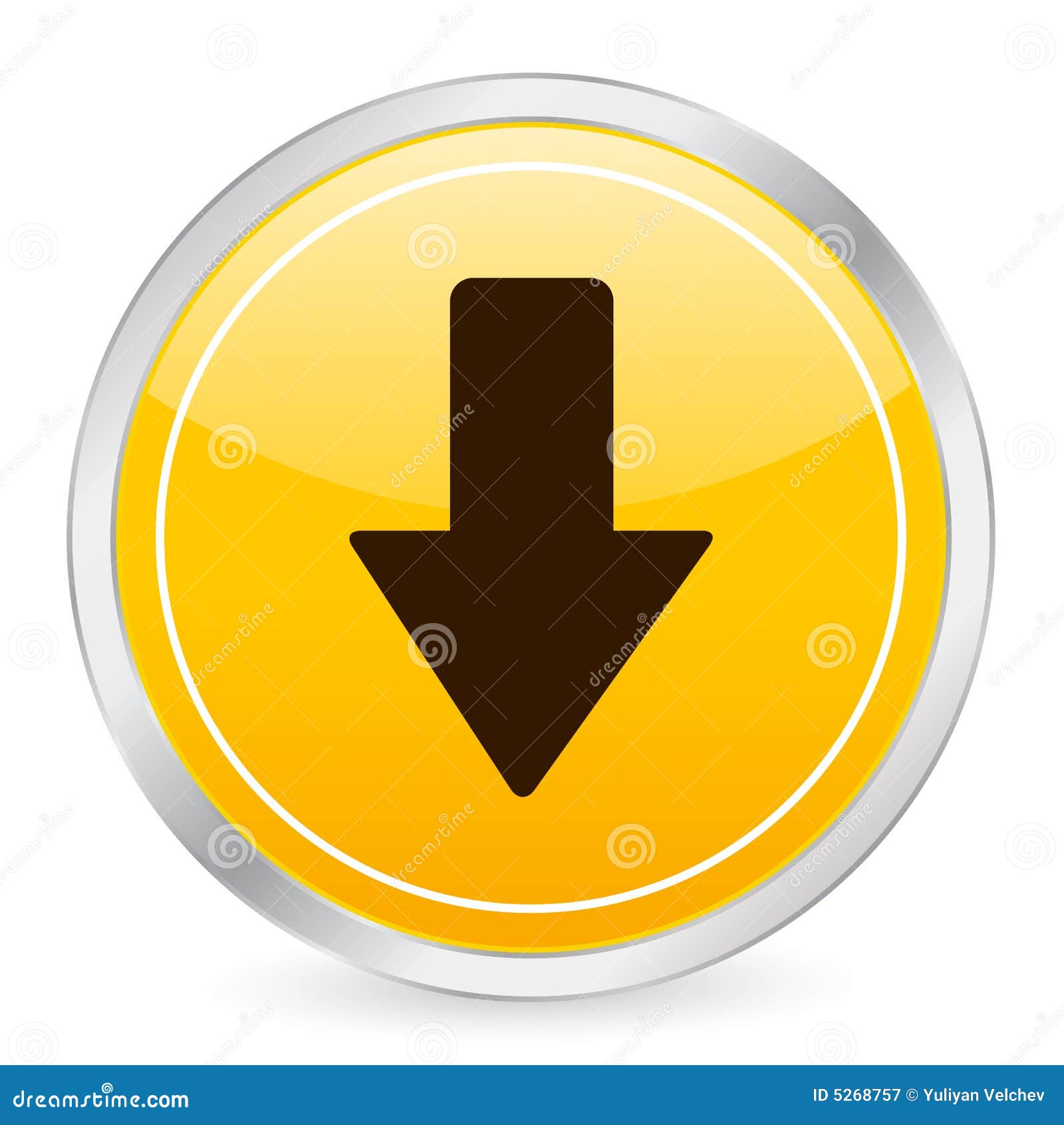 Arrow Down Yellow Circle Icon Stock Vector - Illustration of grey ...