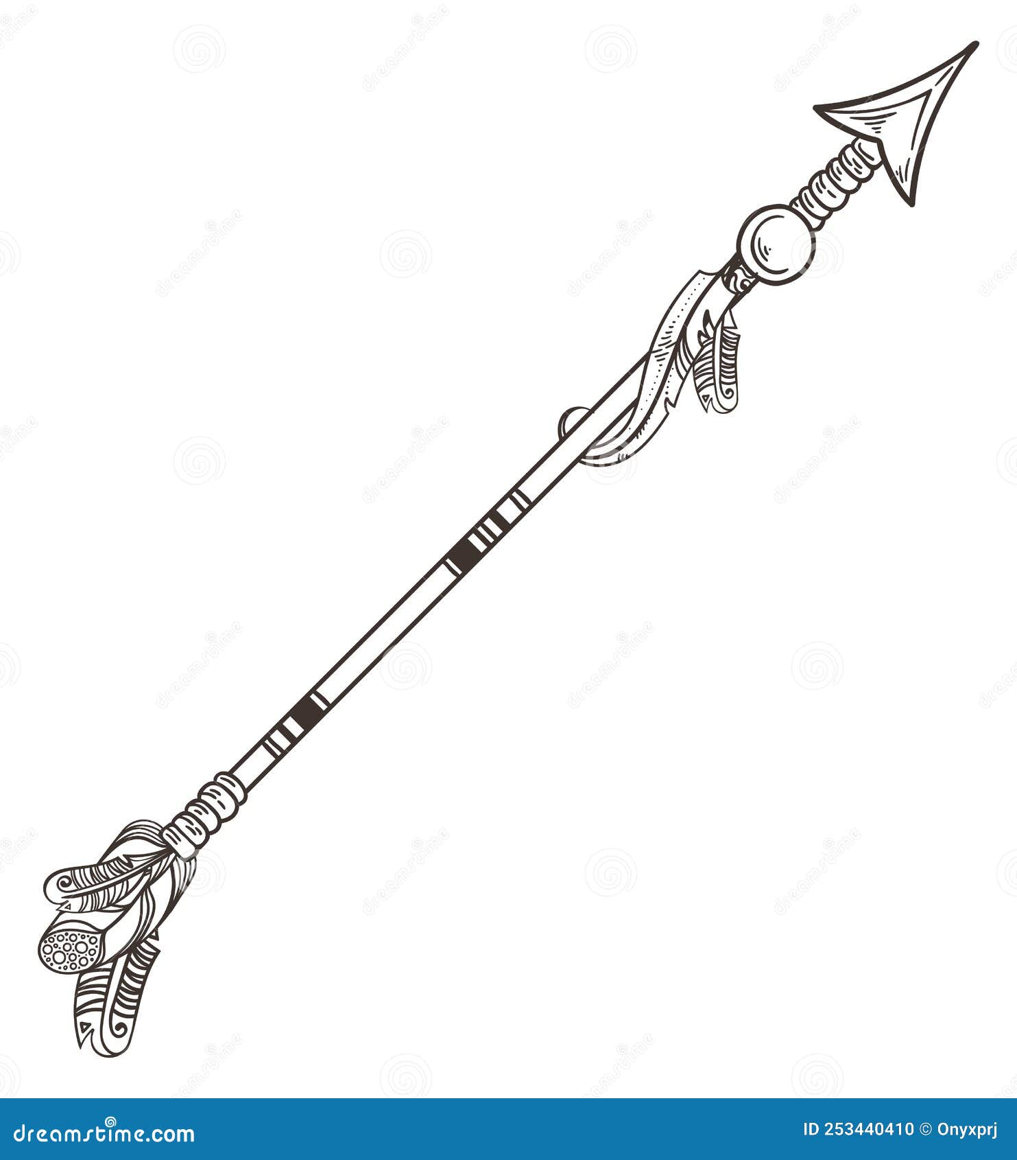 Arrow Drawing in Boho Ethnic Style. Old Decorative Symbol Stock Vector ...