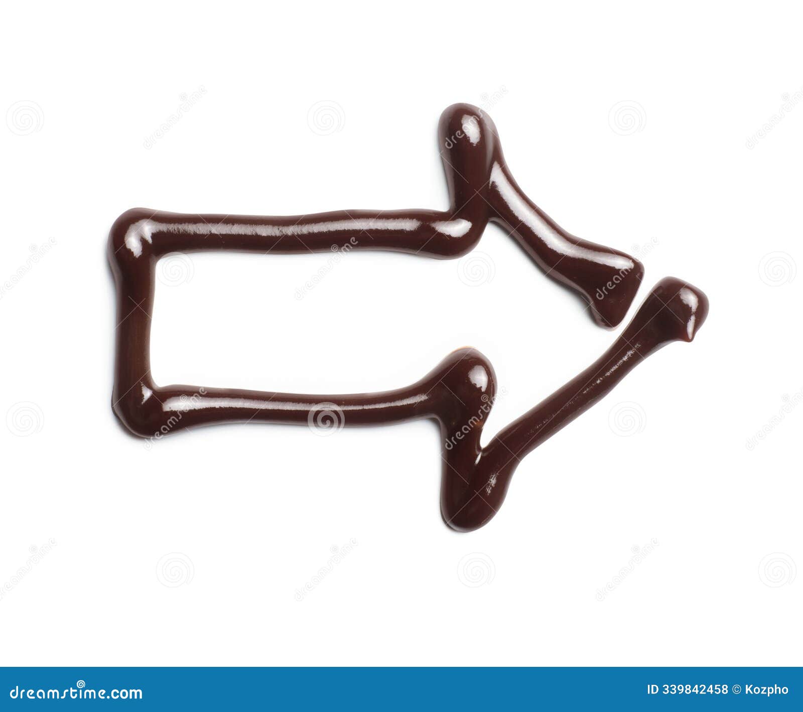 Arrow Drawn with Melted Chocolate Isolated on a White Background Stock ...