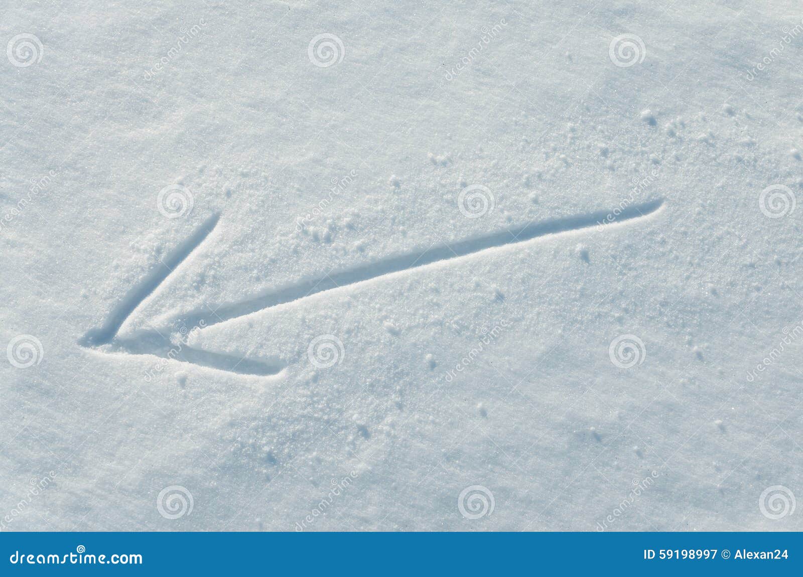 Arrow drawn on a snow stock image. Image of print, design - 59198997