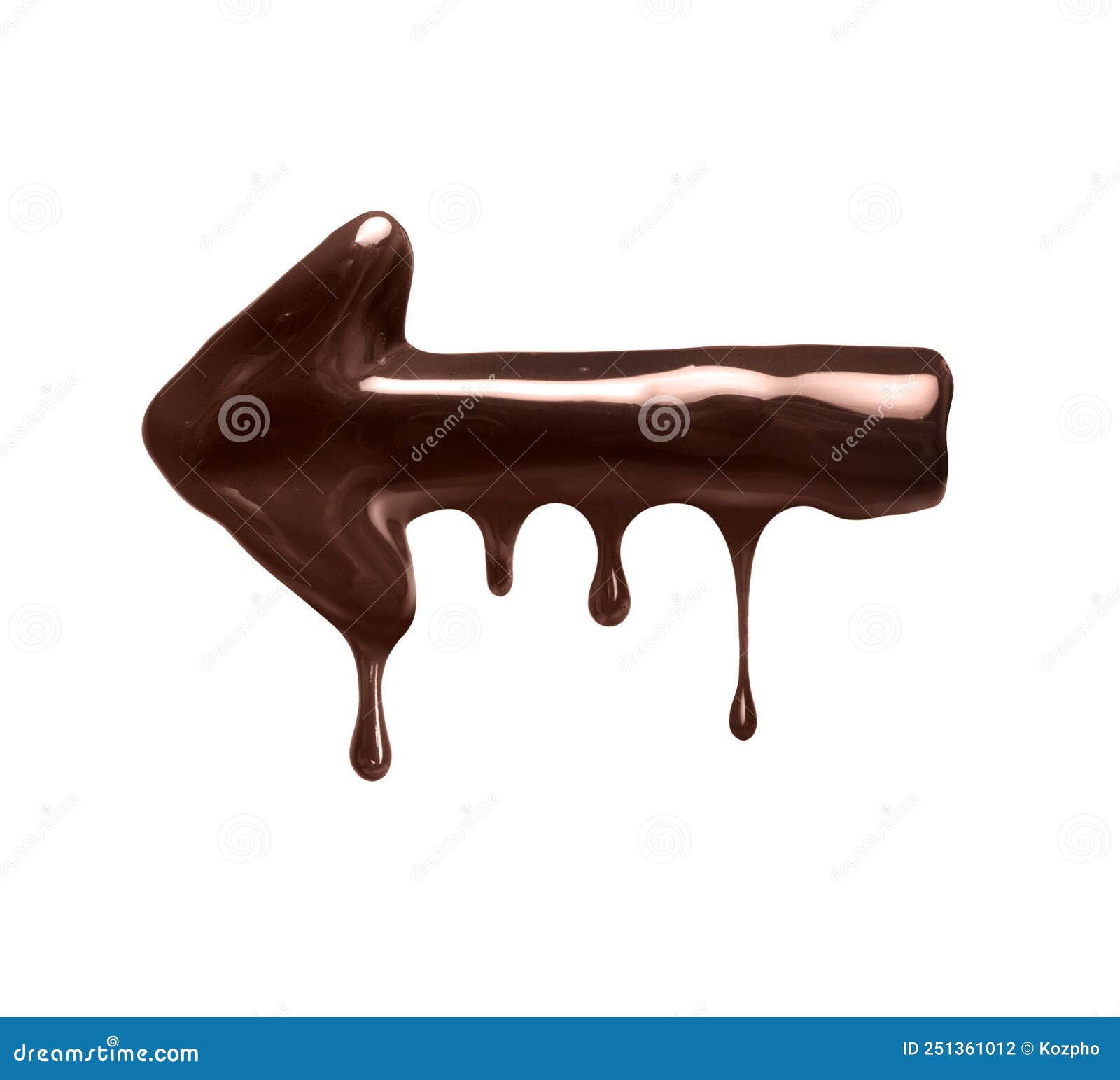 Arrow with Dripping Drops is Made of Melted Chocolate, Isolated on a ...