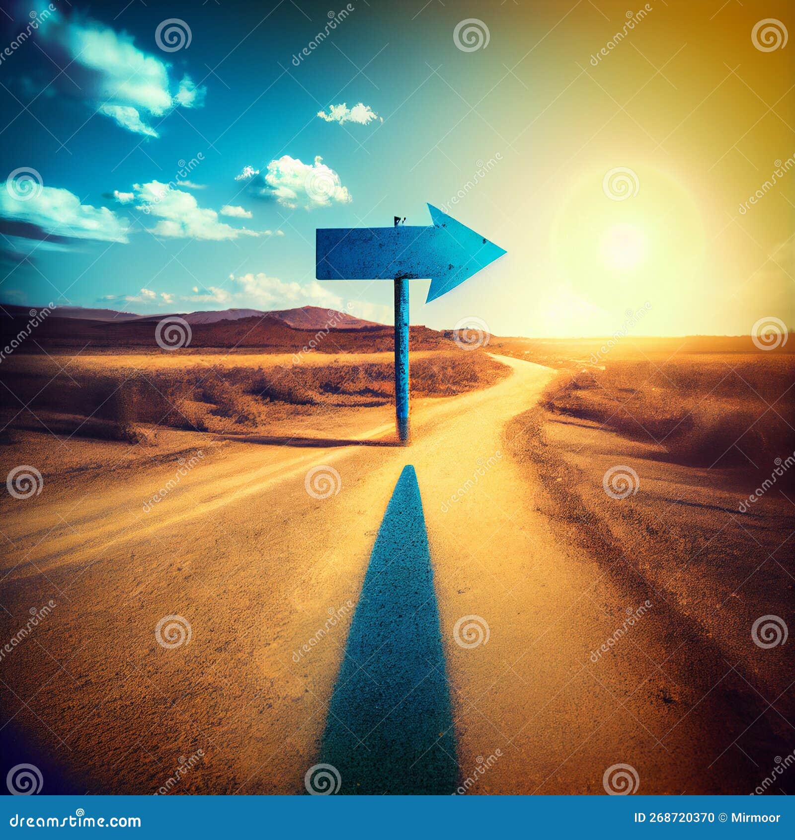 Arrow at empty road stock illustration. Illustration of adventure ...