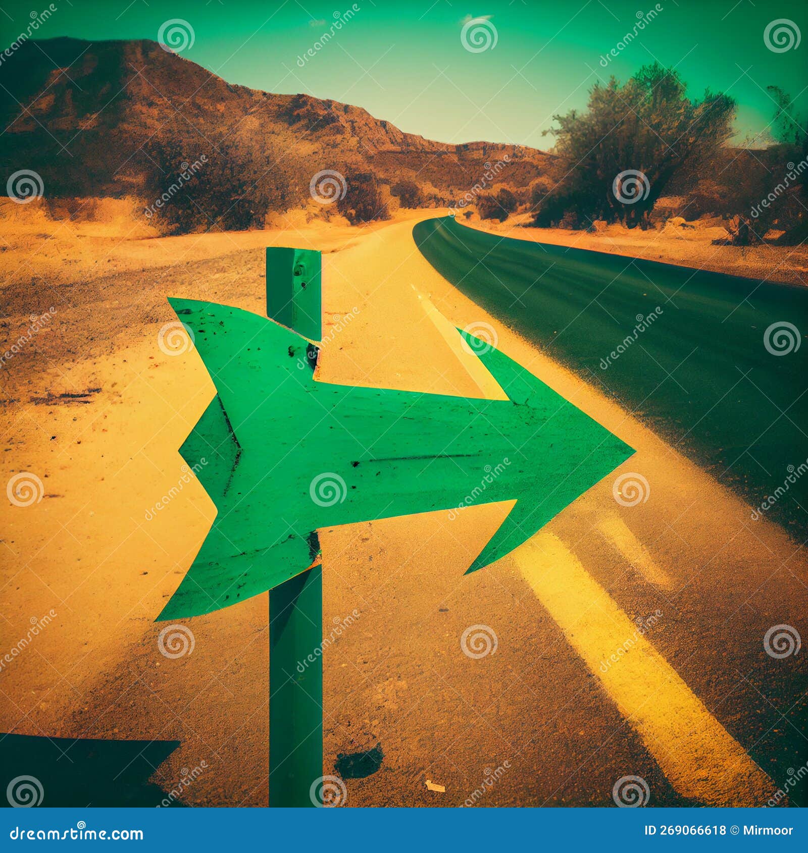 Arrow at empty road stock illustration. Illustration of career - 269066618