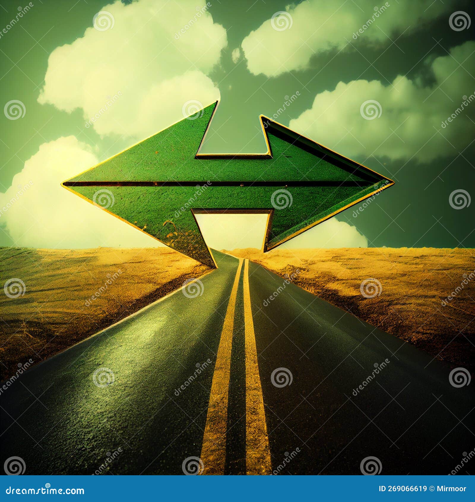 Arrow at empty road stock illustration. Illustration of beginning ...