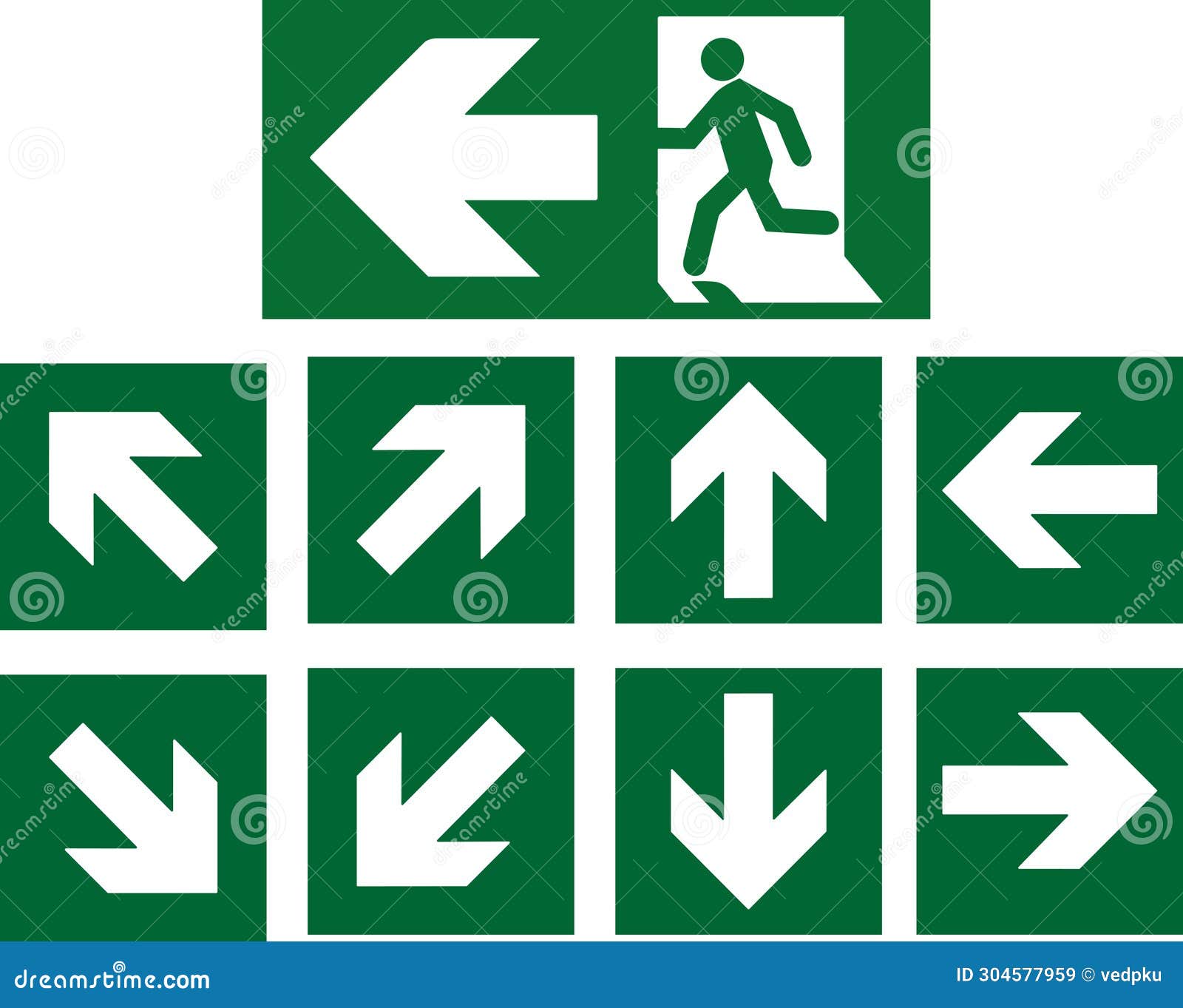 Arrow Exit Indication Sign, Indication Sign, Emergency Fire Exits, Set ...