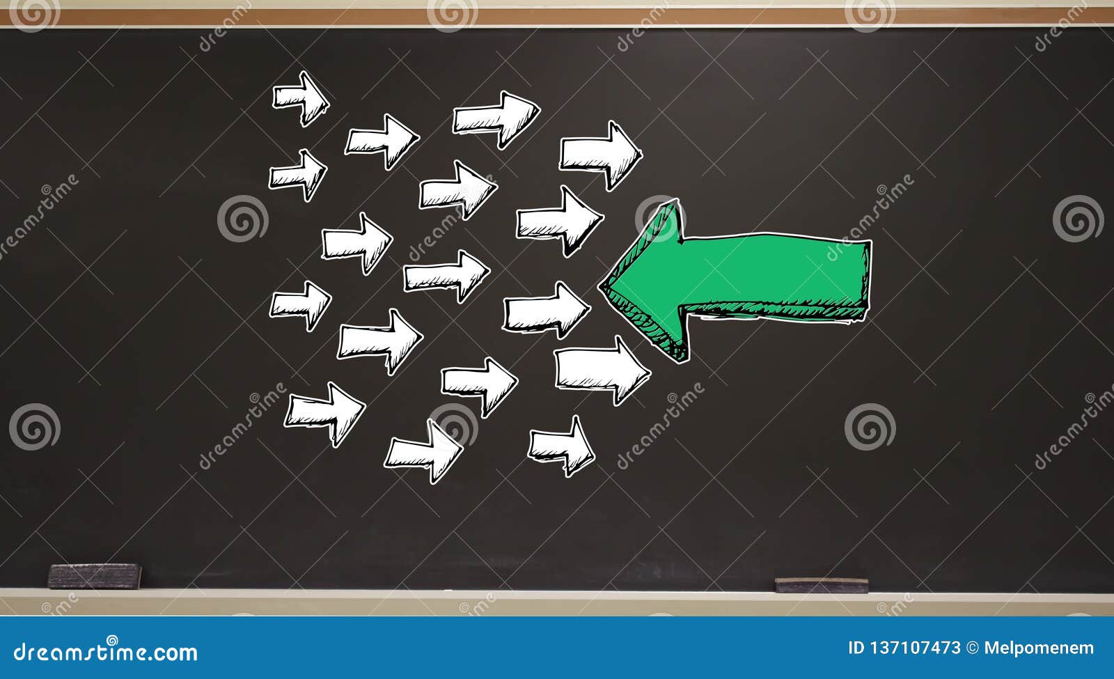 Arrow Facing in a Opposite Direction on a Blackboard Stock Image ...