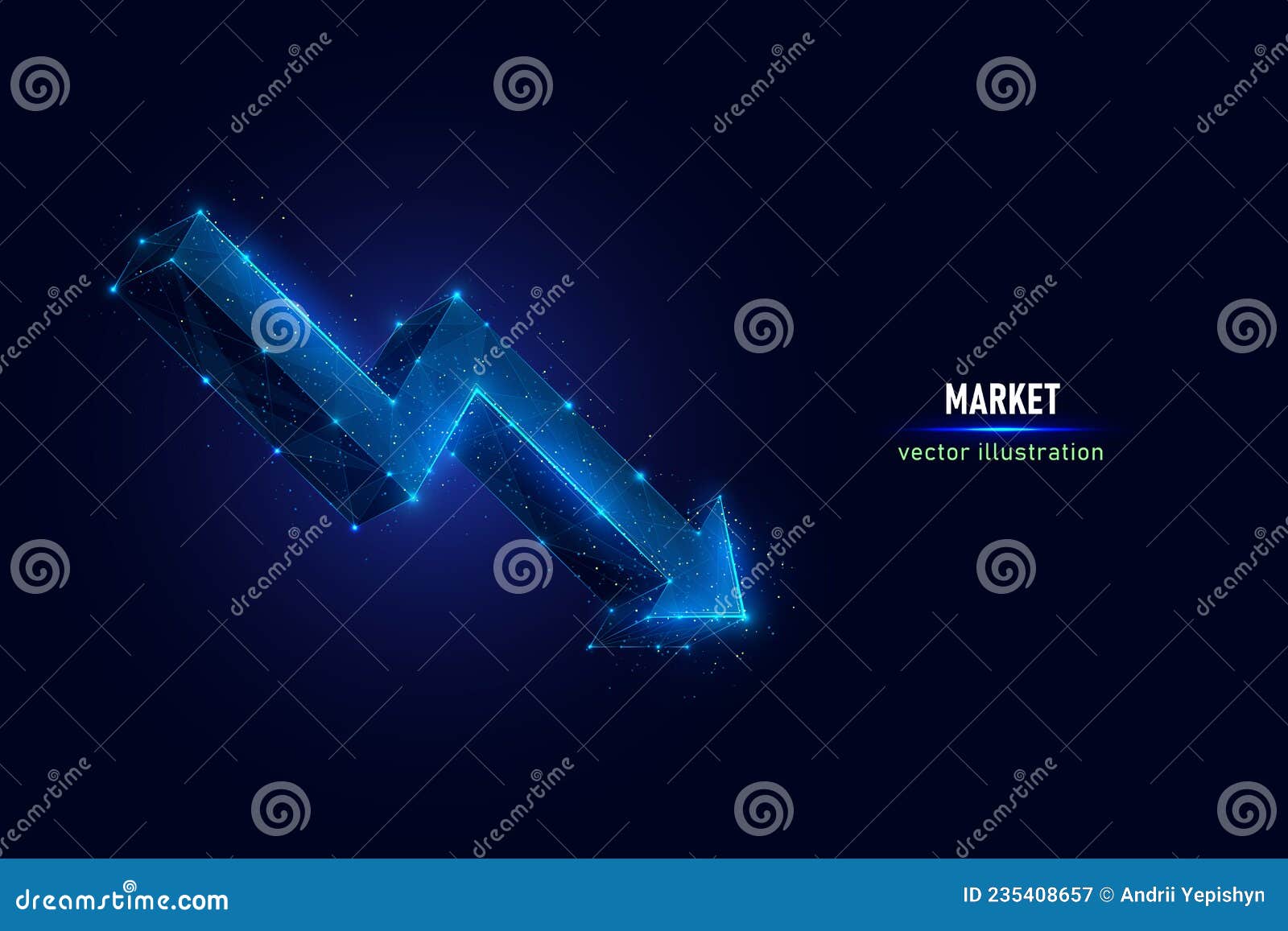 Arrow Falling Down Low Poly Vector Illustration Stock Vector ...