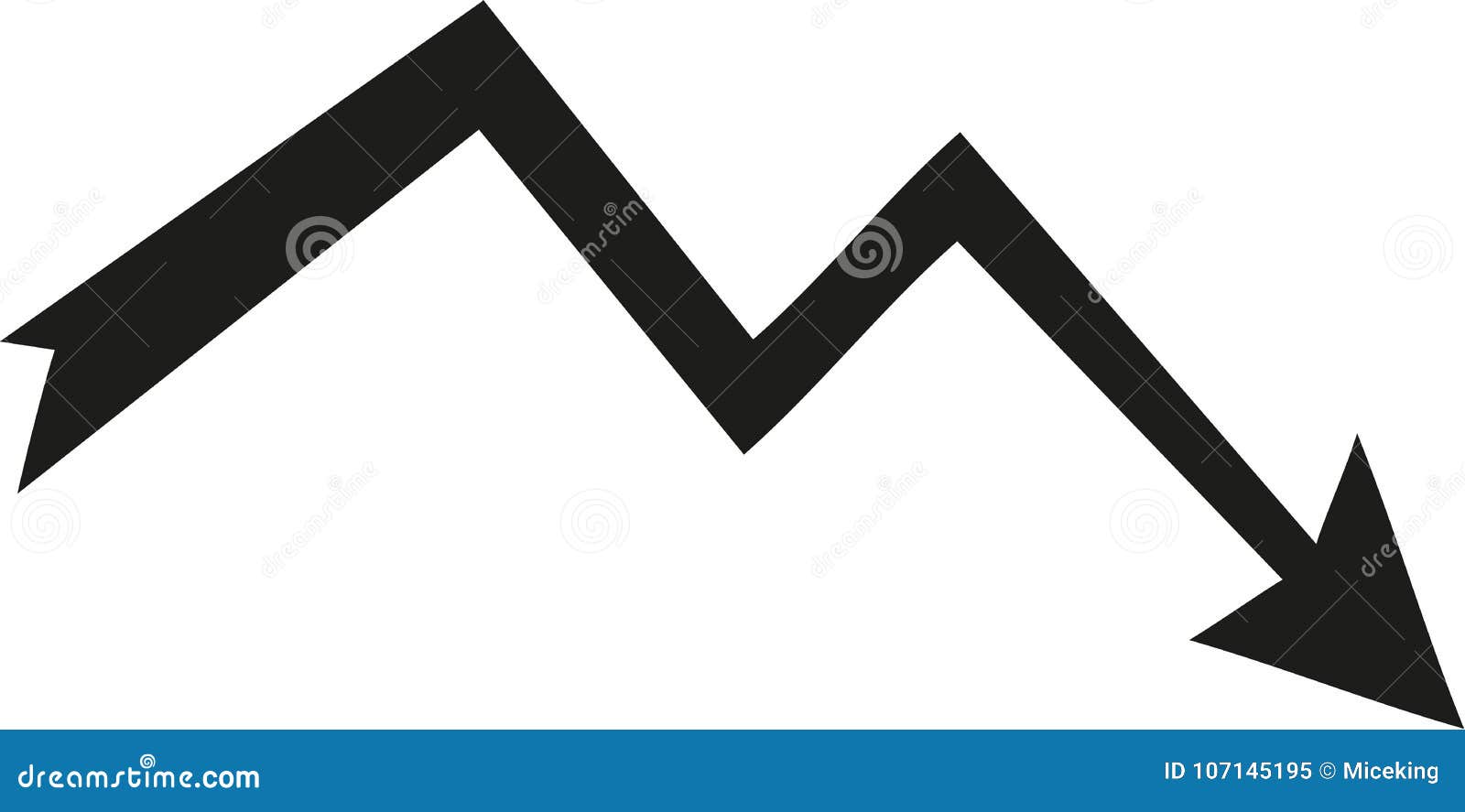 Arrow falling going down, stock vector. Illustration of vector - 107145195