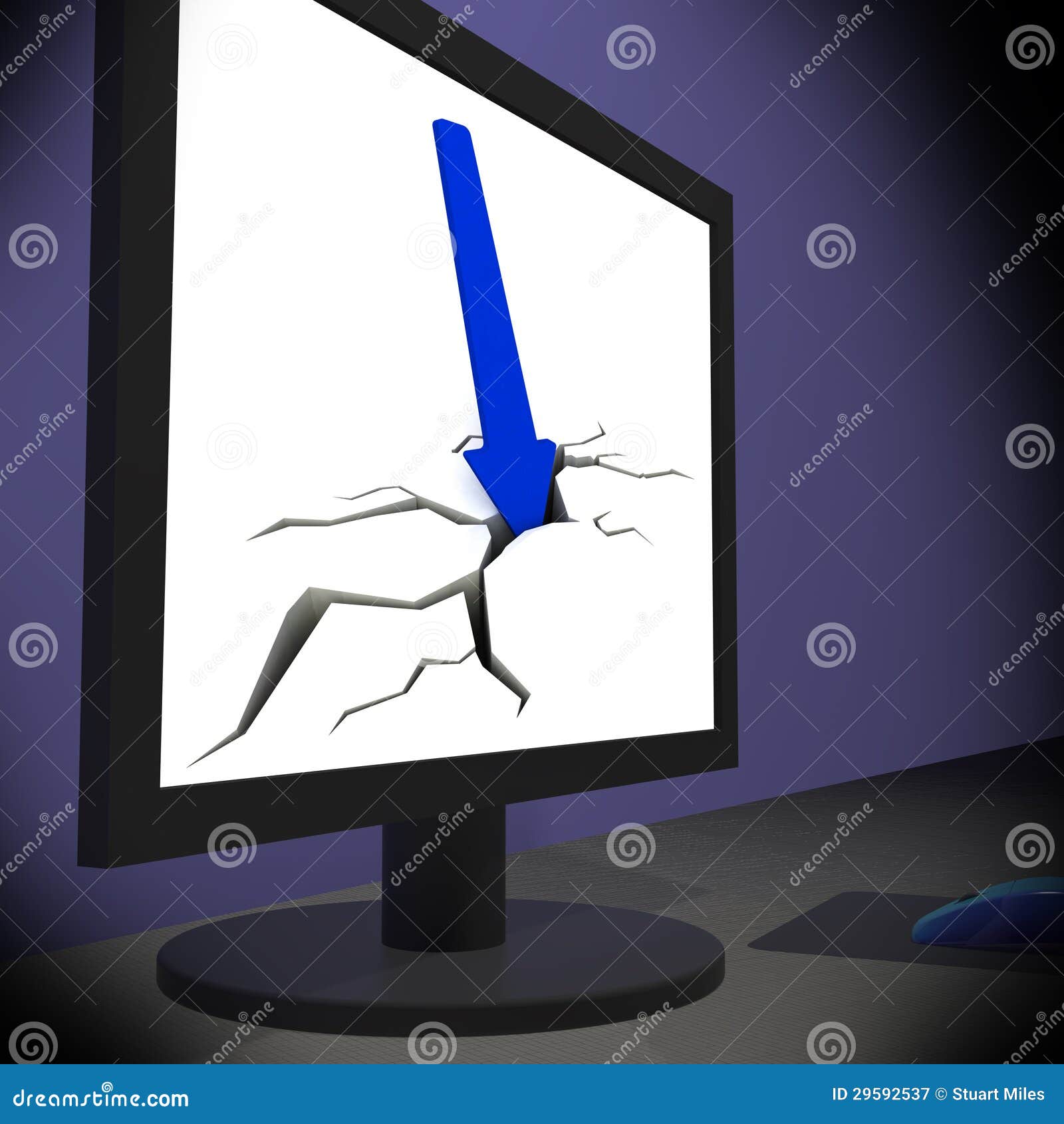 Arrow Falling on Monitors Showing Monetary Crisis Stock Illustration ...