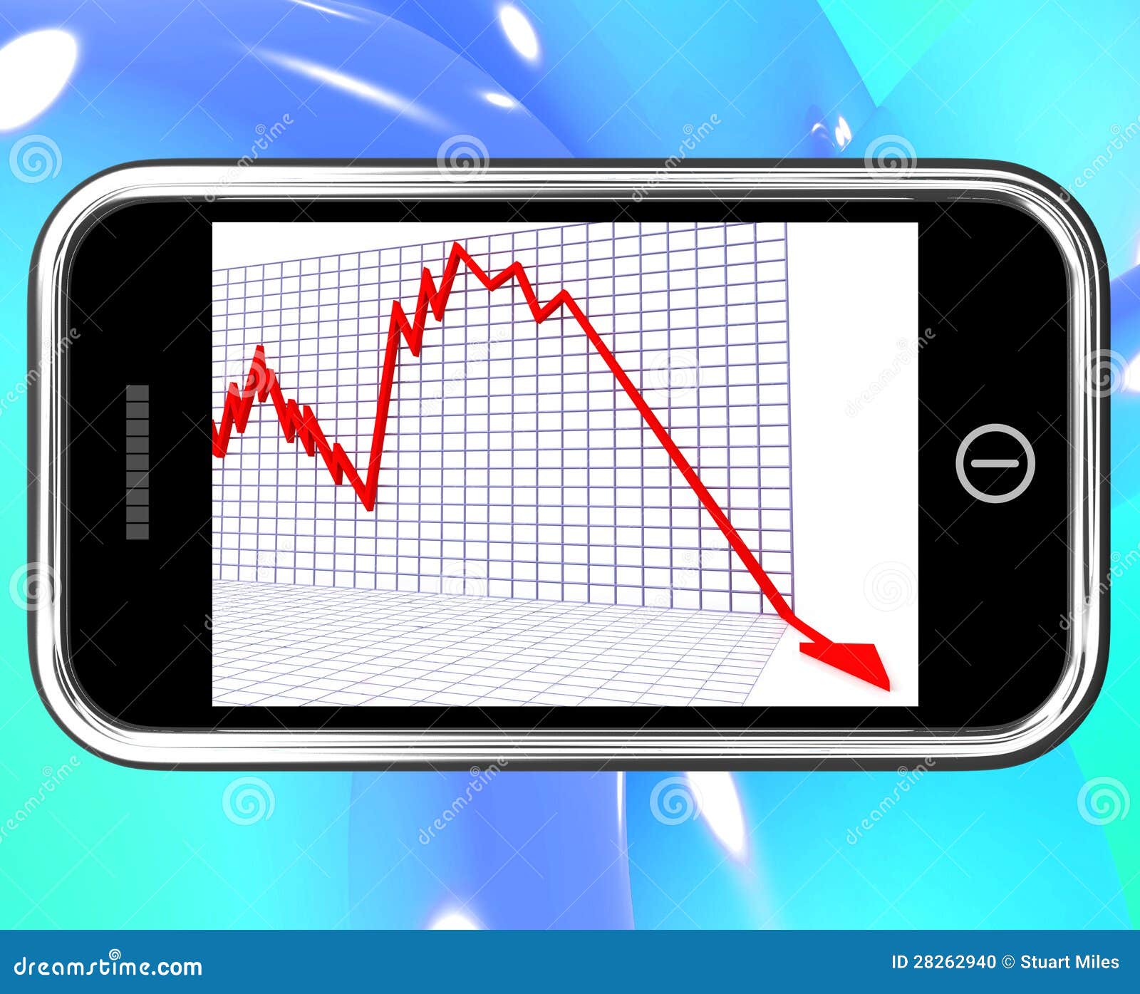 Arrow Falling on Smartphone Shows Risky Investments Stock Illustration ...