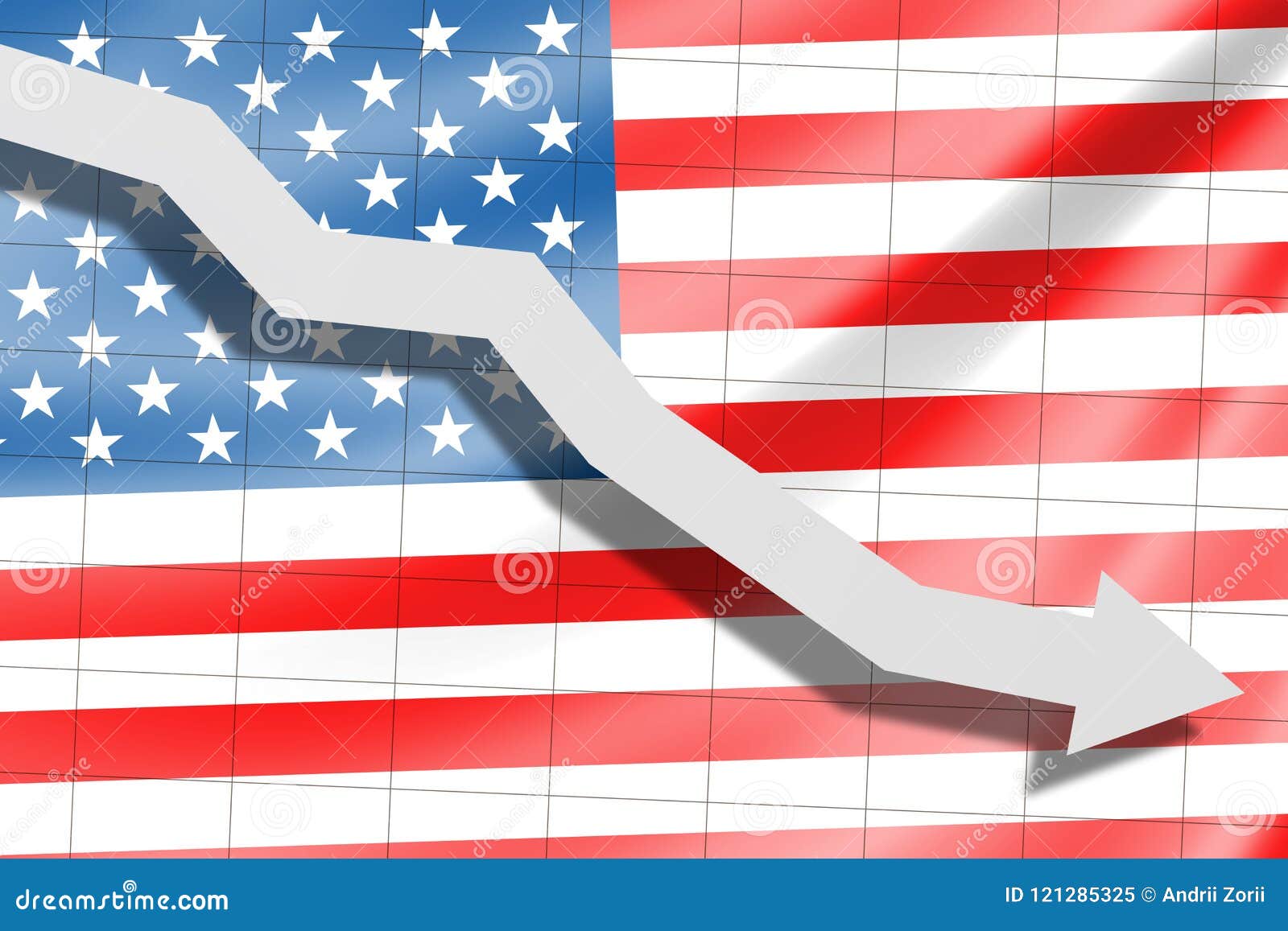 The Arrow Falls on the Background of the American Flag Stock ...