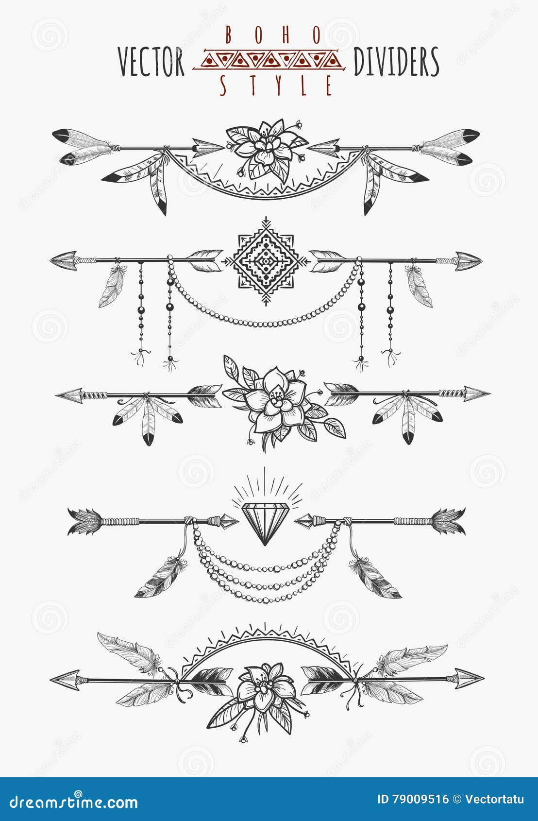 Arrow Feather Page Dividers Stock Vector - Illustration of abstract ...