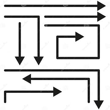 Arrow Flow Diagram. Workflow Direction Icon. Process Path Vector. Black ...