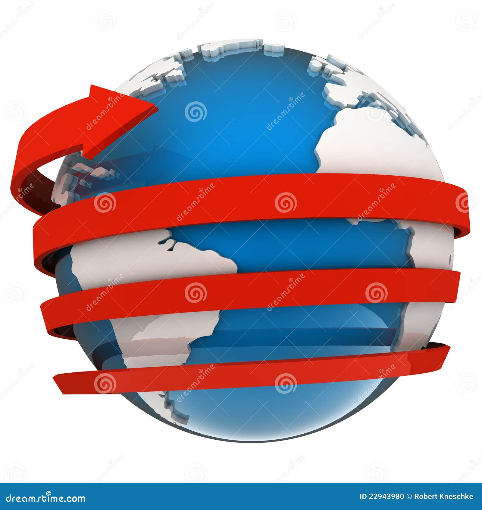 Arrow flying around globe stock illustration. Illustration of business ...