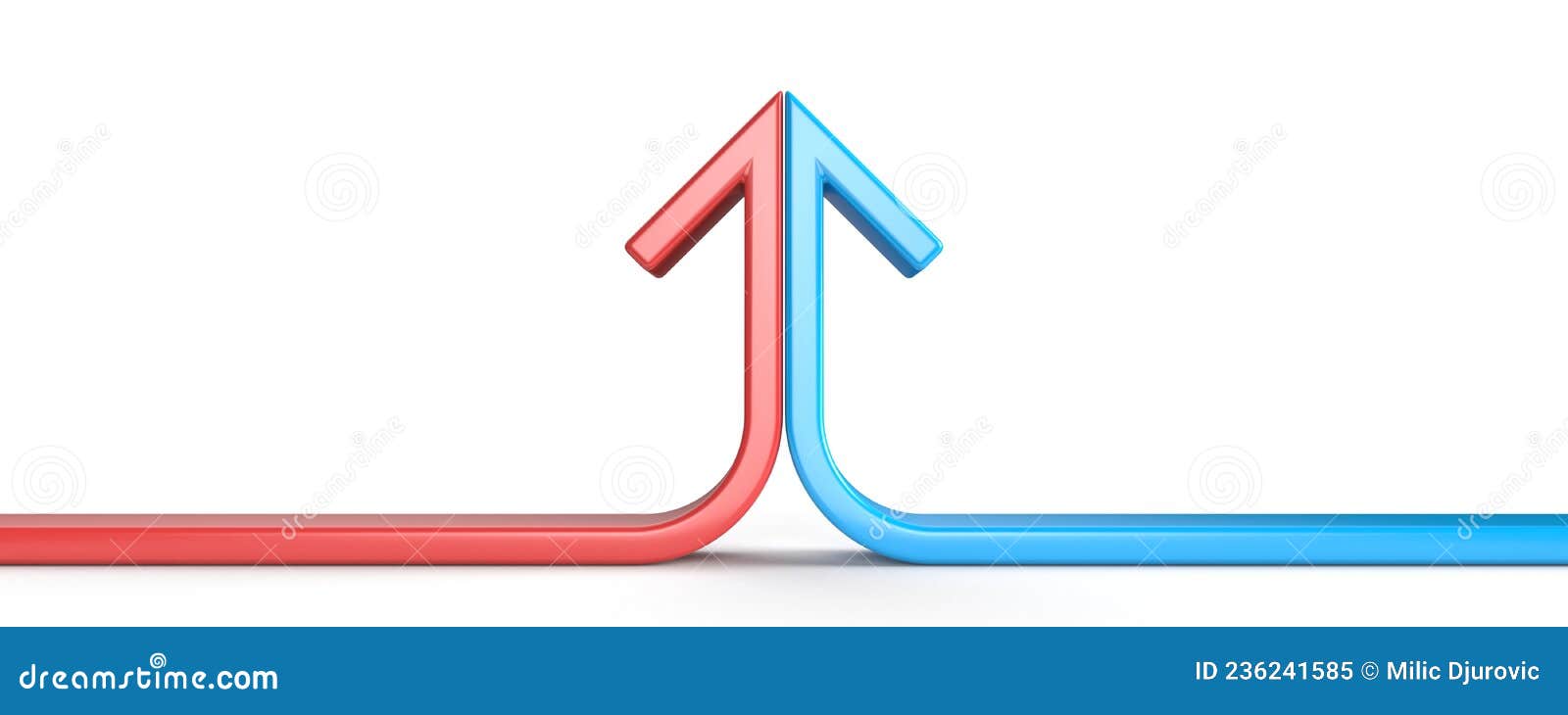 Arrow Formed by Two Merging Red and Blue Lines 3D Stock Illustration ...