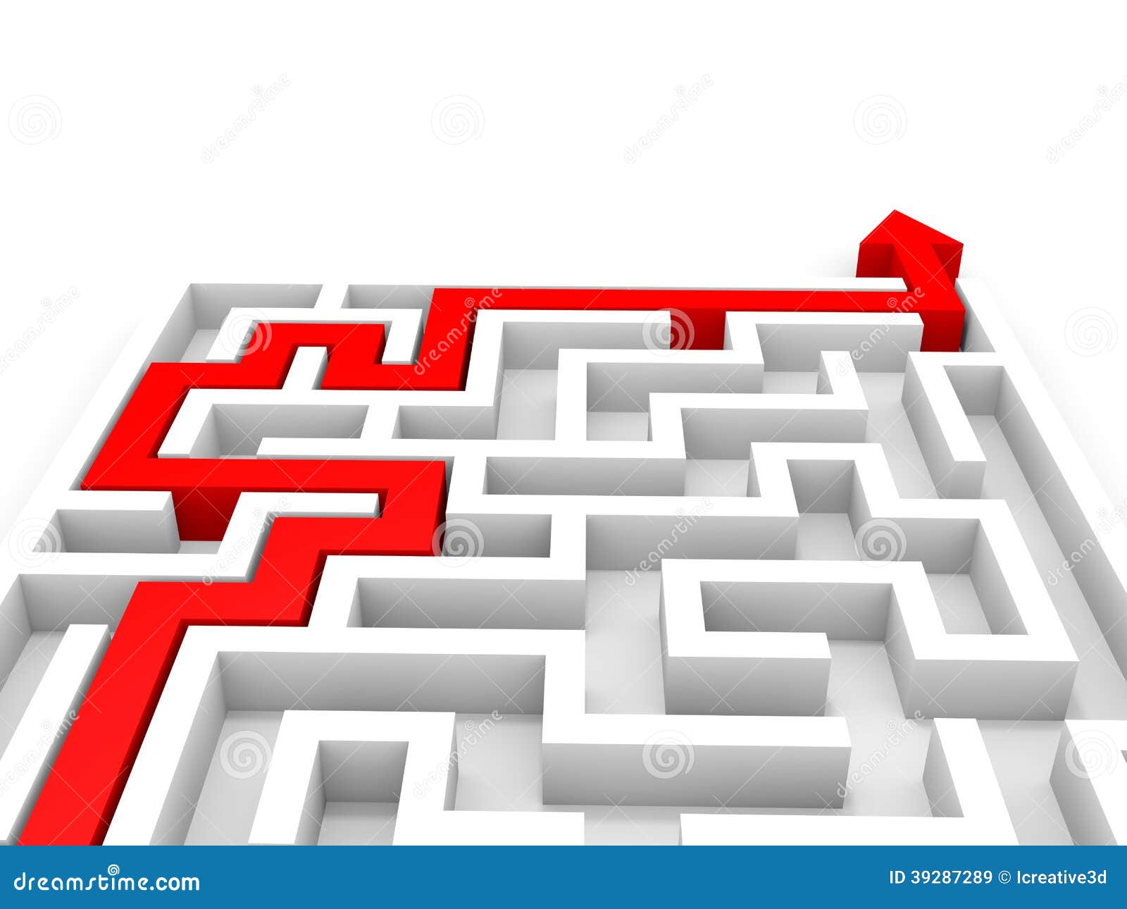 Arrow Going through the Maze. Right Solution Concept Stock Illustration ...