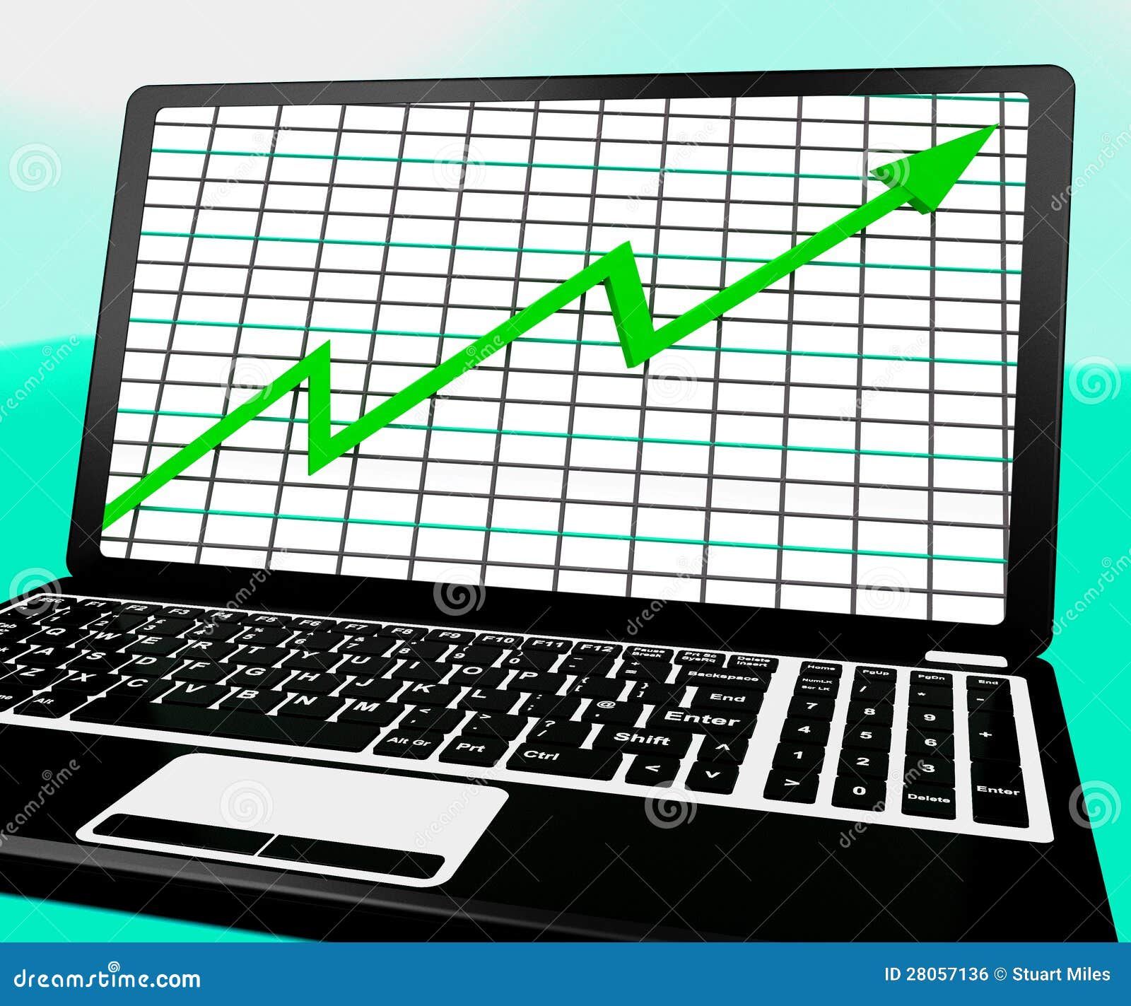 Arrow Going Up on Laptop Shows Statistics Reports Stock Illustration ...