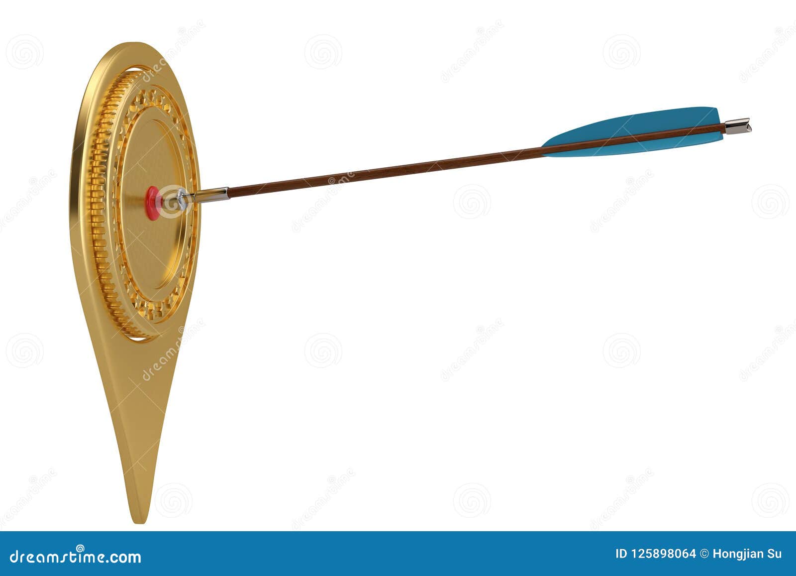 Arrow on Gold Pin Icon.3D Illustration. Stock Illustration ...