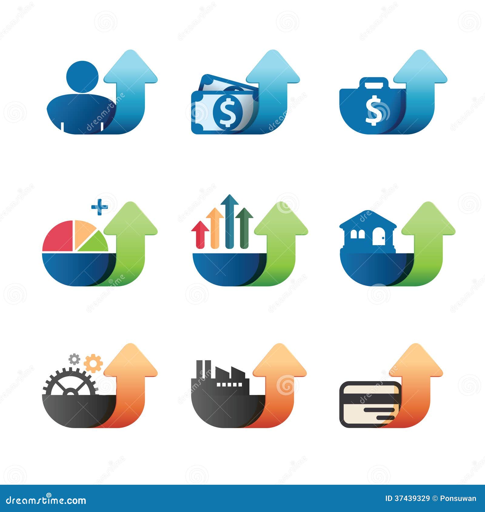 Arrow Graph Chart Business Concept Icons Set. Stock Vector ...
