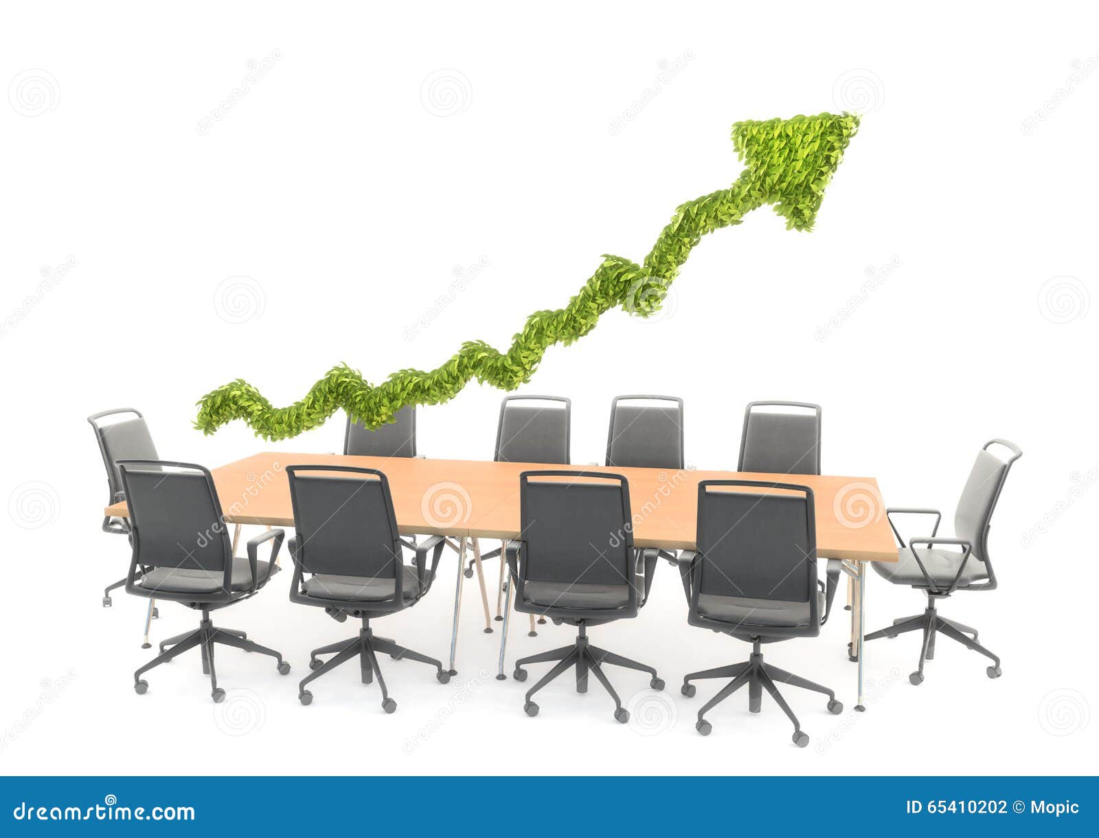 Arrow Graph Chart Over a Conference Table Stock Photo - Image of growth ...
