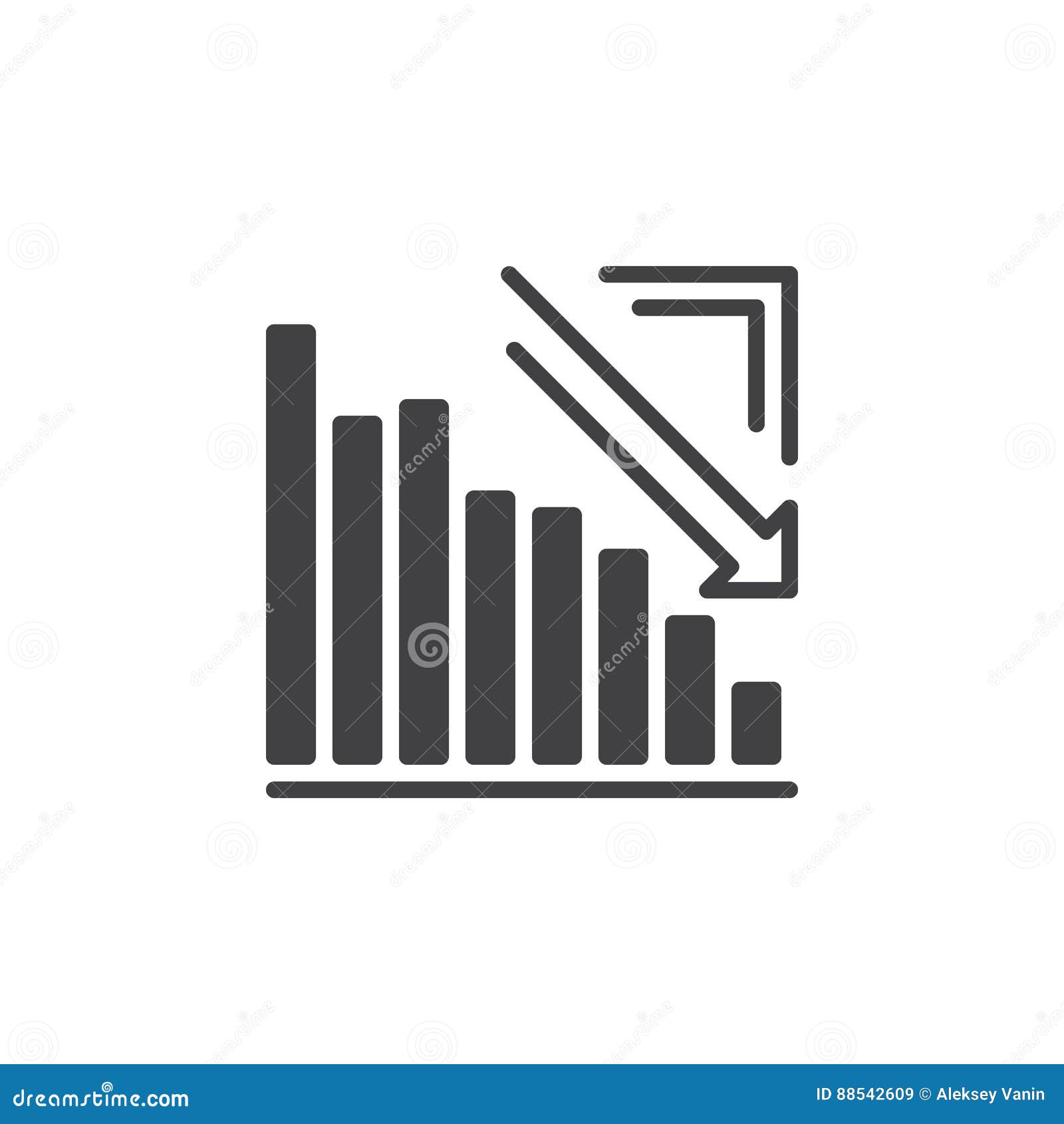 Arrow Graph Going Down Icon Vector, Filled Flat Sign, Solid Pictogram Isolated on White. Stock ...