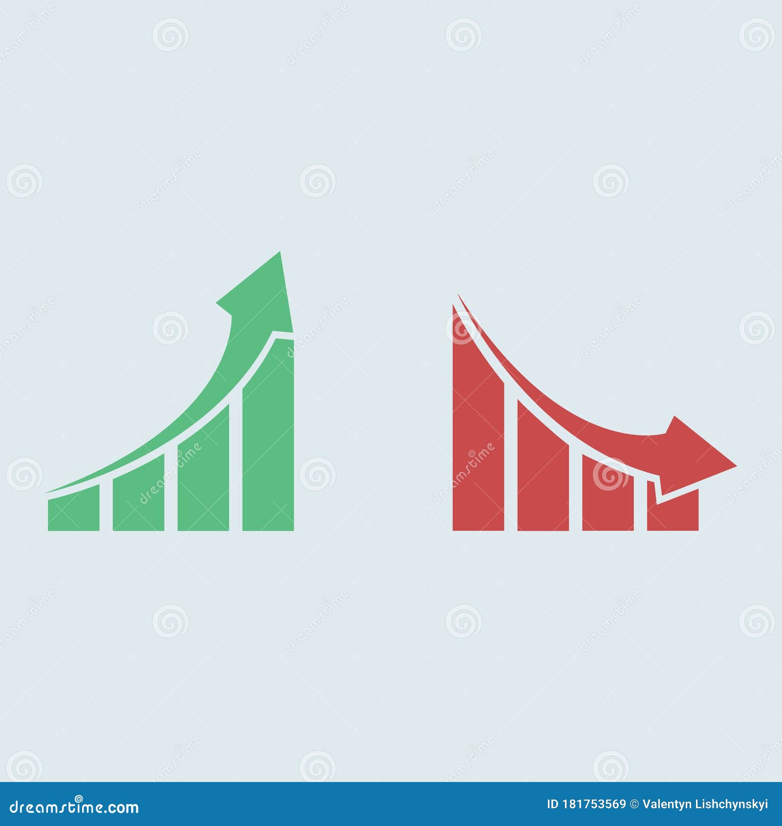 Arrow Graph Icon, Up and Down. Simple Color Vector Symbol in Flat Style ...
