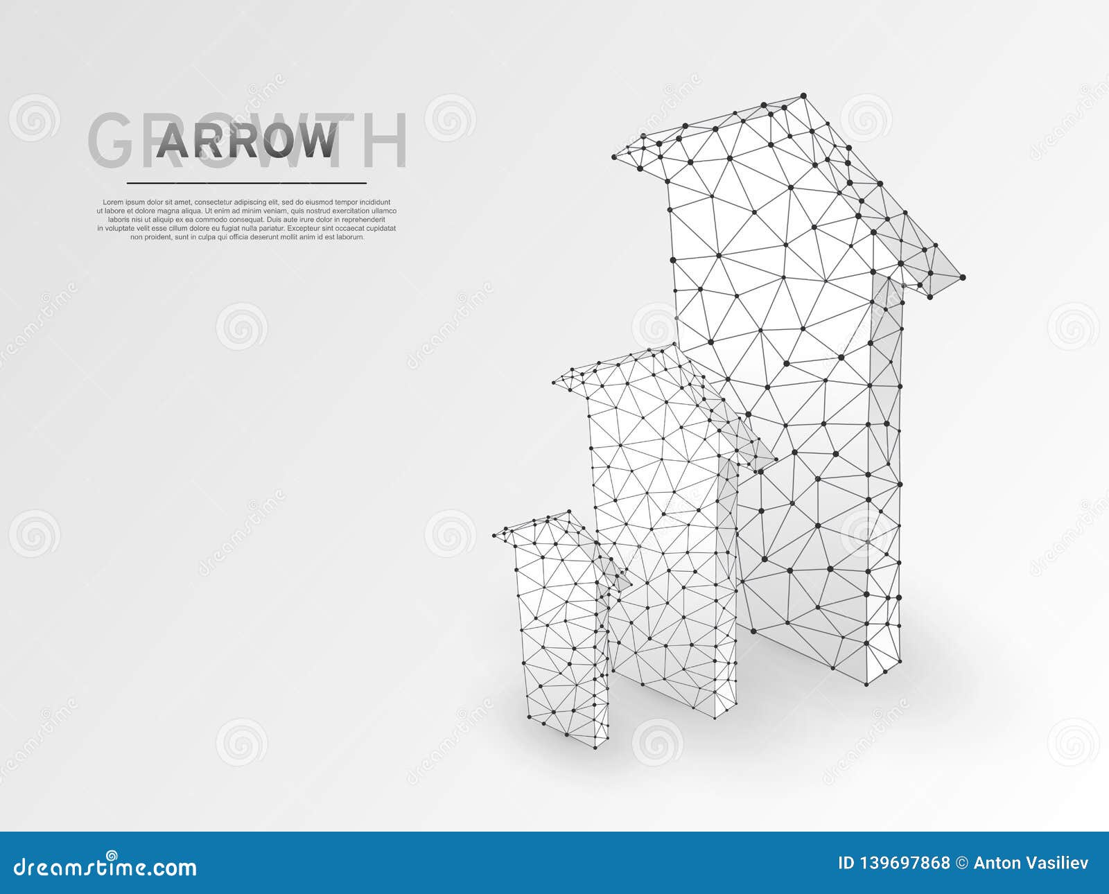 Arrow Growth Success Team Work. Three Arrow Goes Up Wireframe Digital ... Arrow Growth Success Team Work. Three Arrow Goes Up Wireframe Digital ...