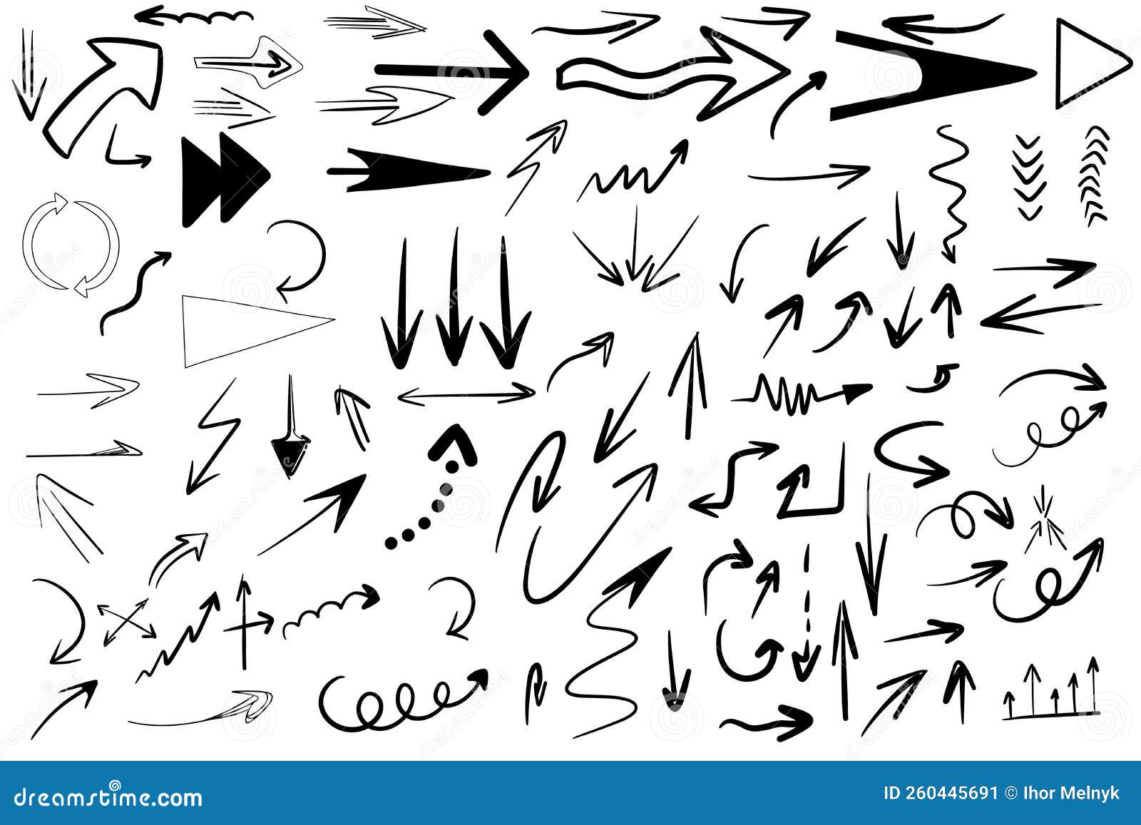 Arrow hand draw set stock vector. Illustration of black - 260445691